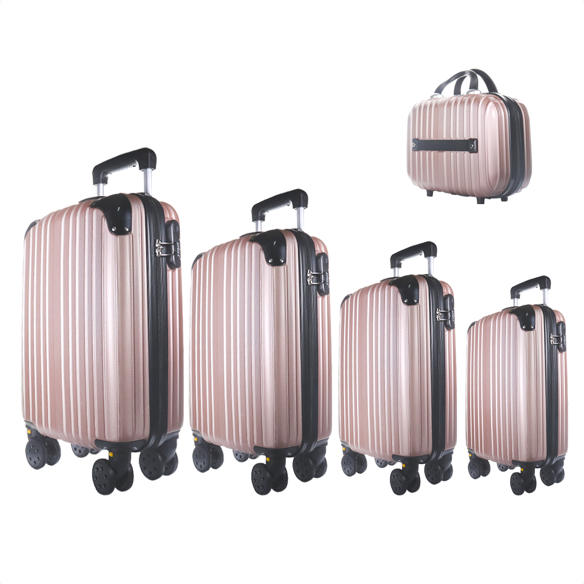 Set De Maletas Para Viaje Con Ruedas Color Oro Rosado.