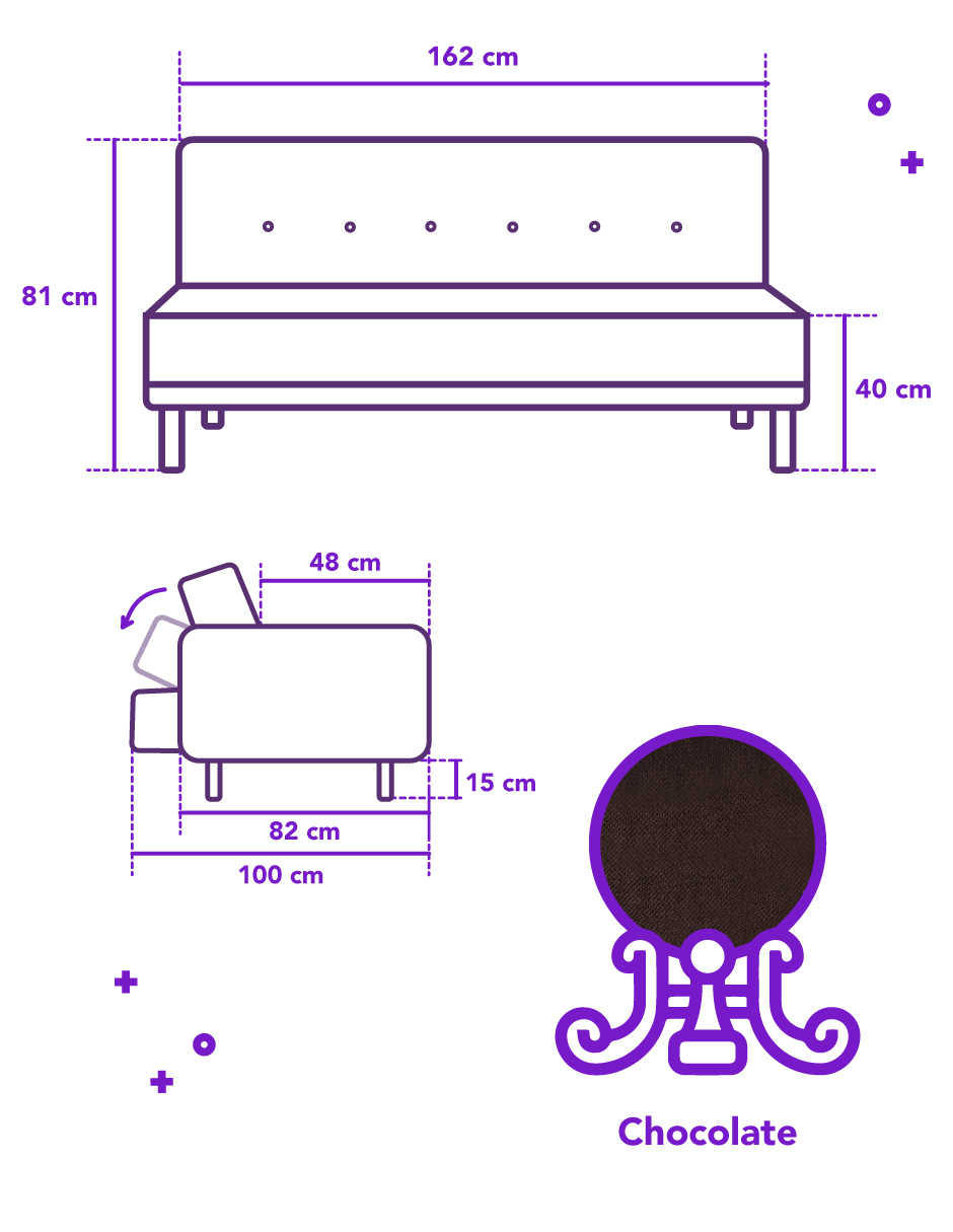 Sofá Cama De Lino Chocolate Con Portavasos Modelo Caroli Makora.
