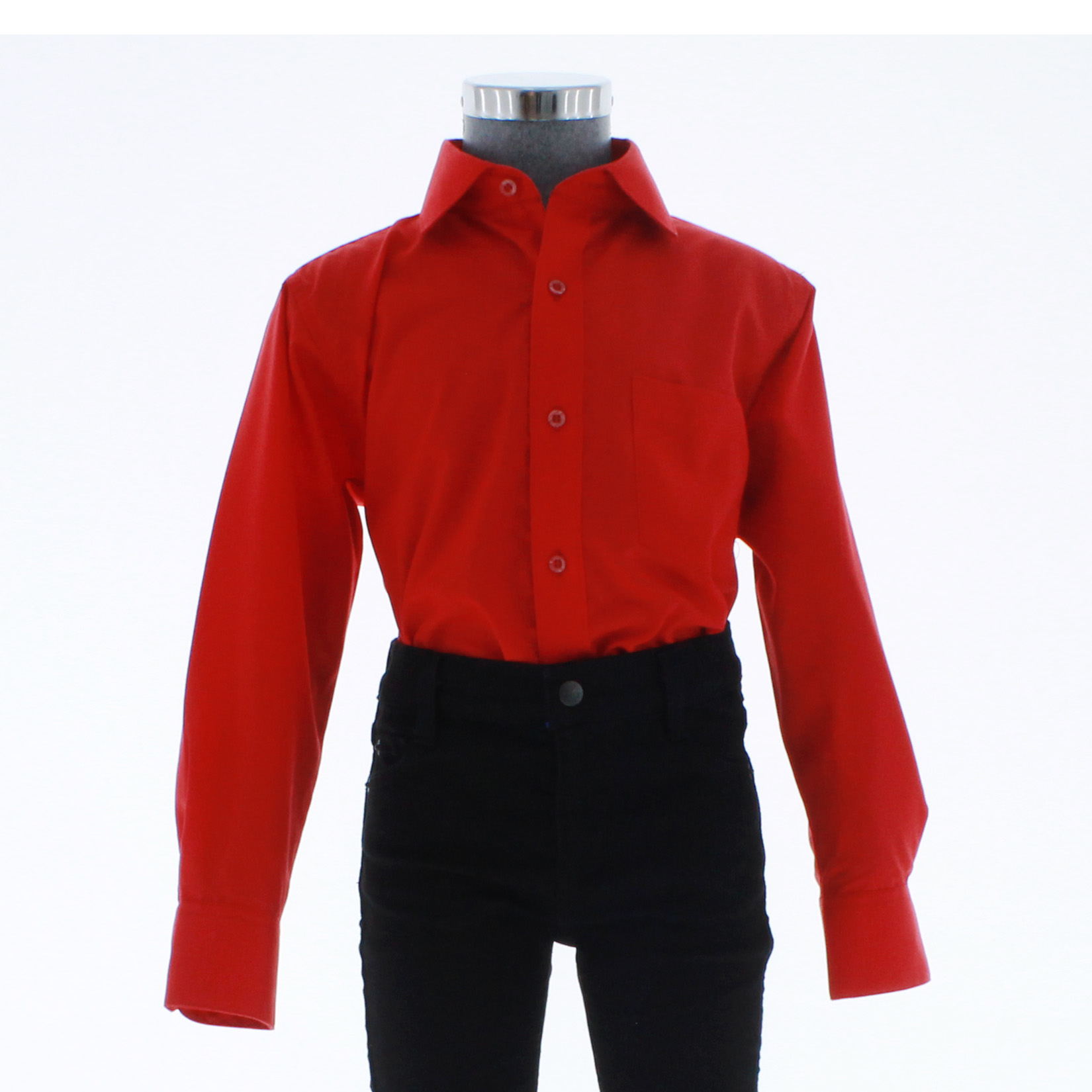 Camisa De Vestir Niño Color Rojo Manga Larga 3592 2-18 Años..