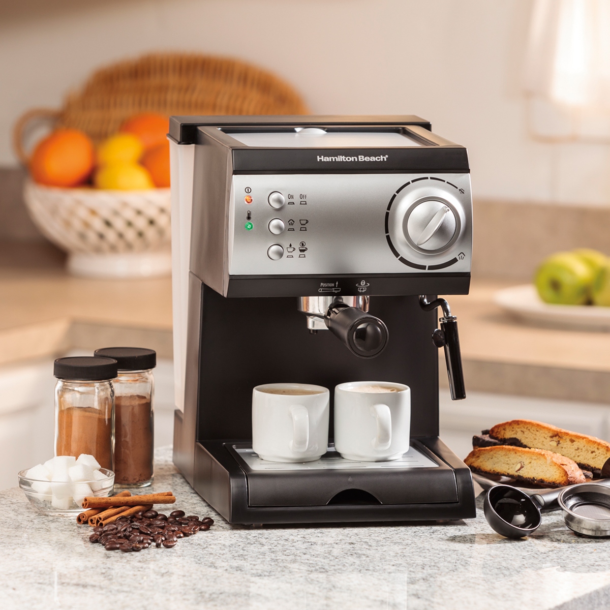 Cafetera Espresso Hamilton Beach 40715 1 4 Lts 15 Bares Negro Plata Alby3
