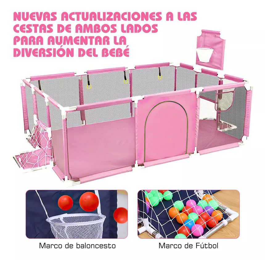 corral amplio para bebé ideal para juegos y primeros pasos color rosa
