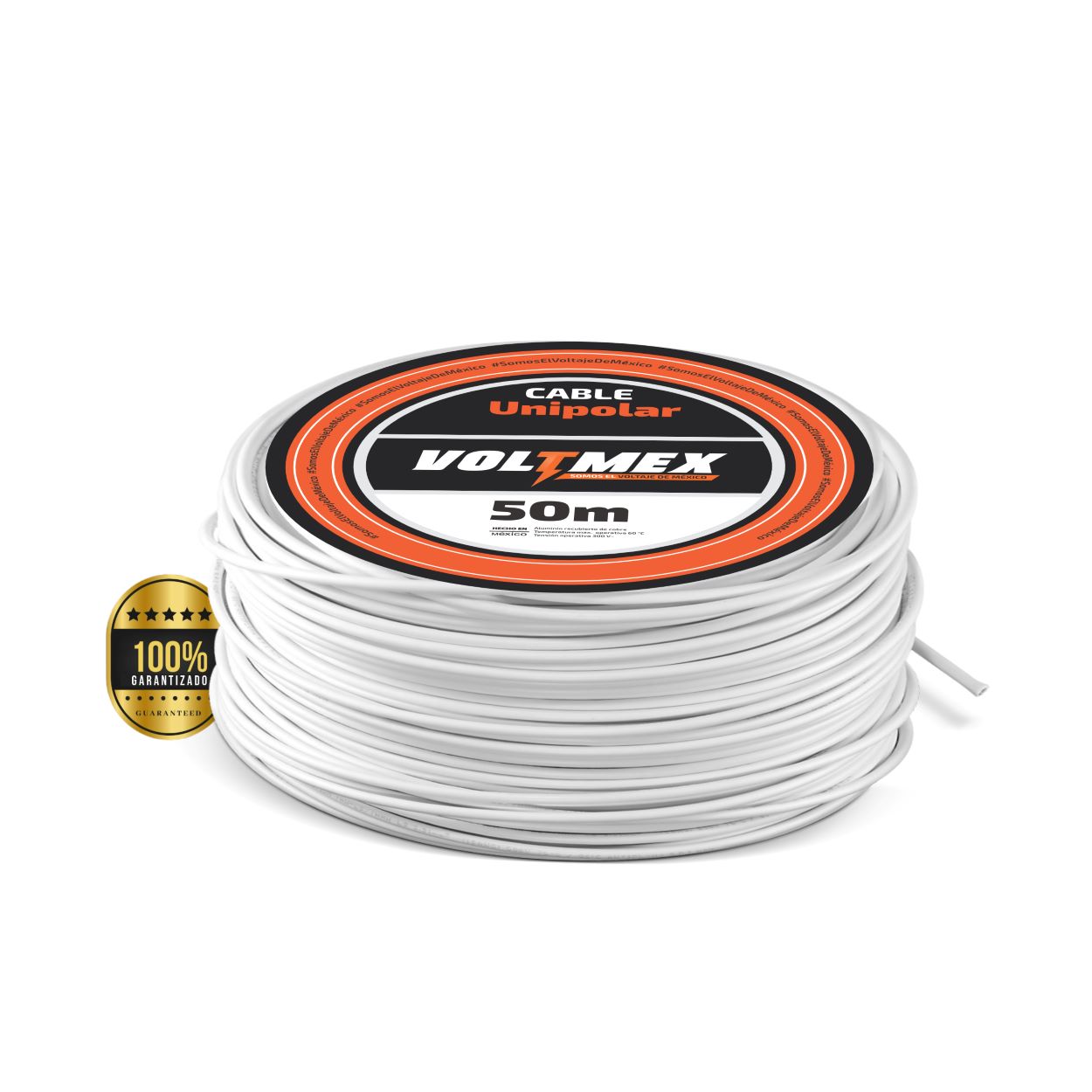 Cable Eléctrico Voltmex Calibre 8 Blanco 50 metros