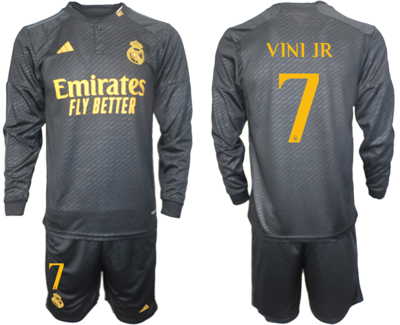 Nuevo! Jersey Real Madrid 2023/2024 Tercero Negro Manga Larga Vinicius ...