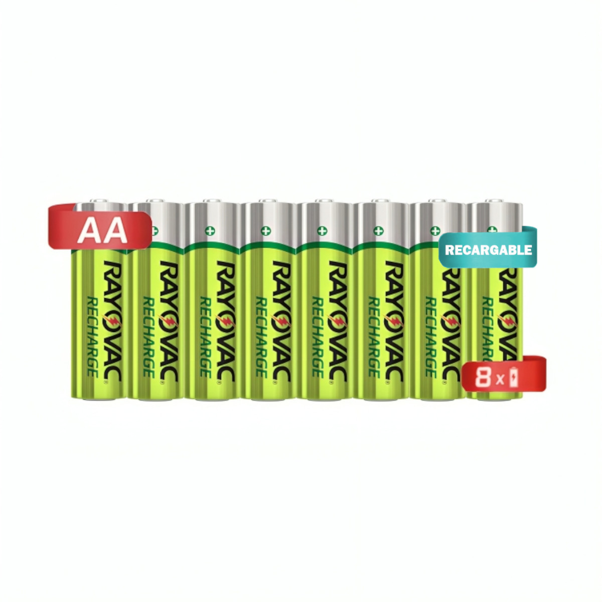 8 Pilas Baterias Recargables Rayovac Tamaño AA 1350 mAh.