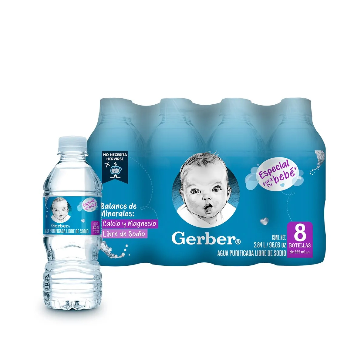 Agua Gerber Paquete con 8 Piezas de 355 ml c/u