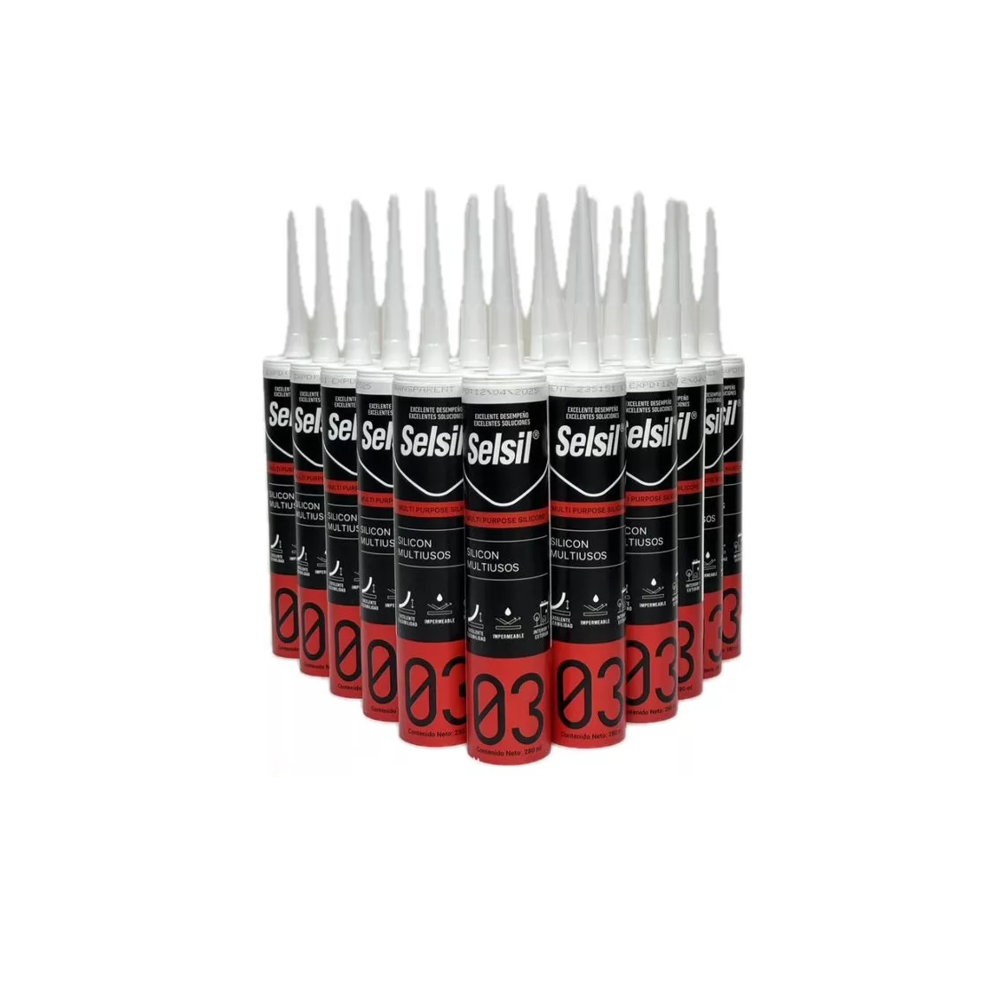 Sel03 Silicon Multiusos Selsil, 280ml Caja 25 Pzs.