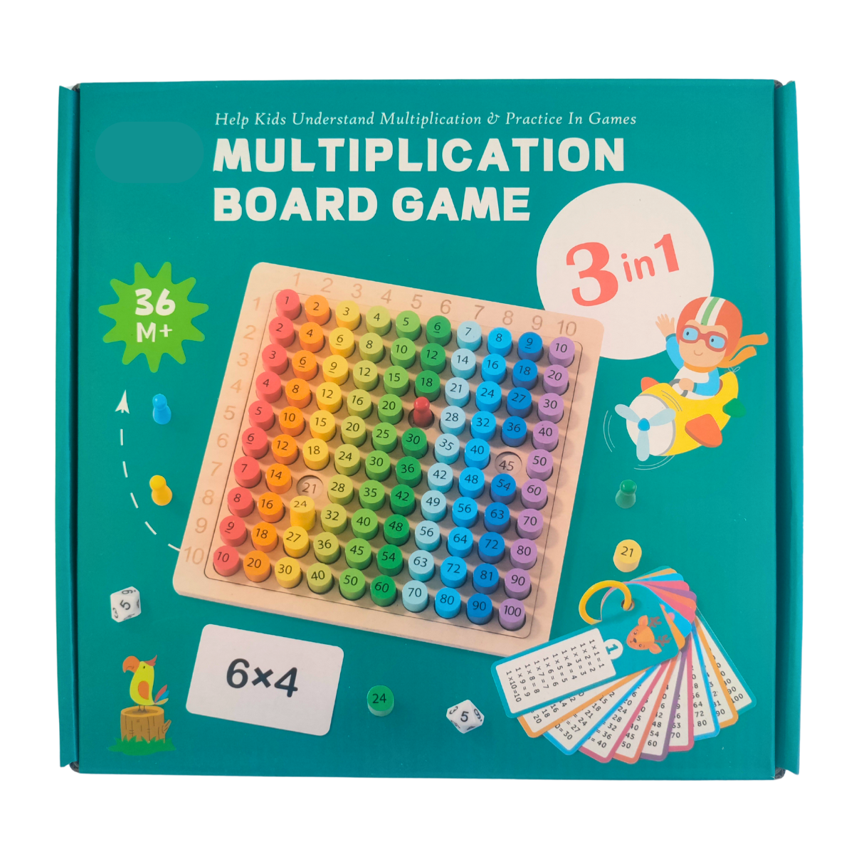 Aprende a multiplicar Juego de mesa matemáticas educativo Montessori 3 en 1