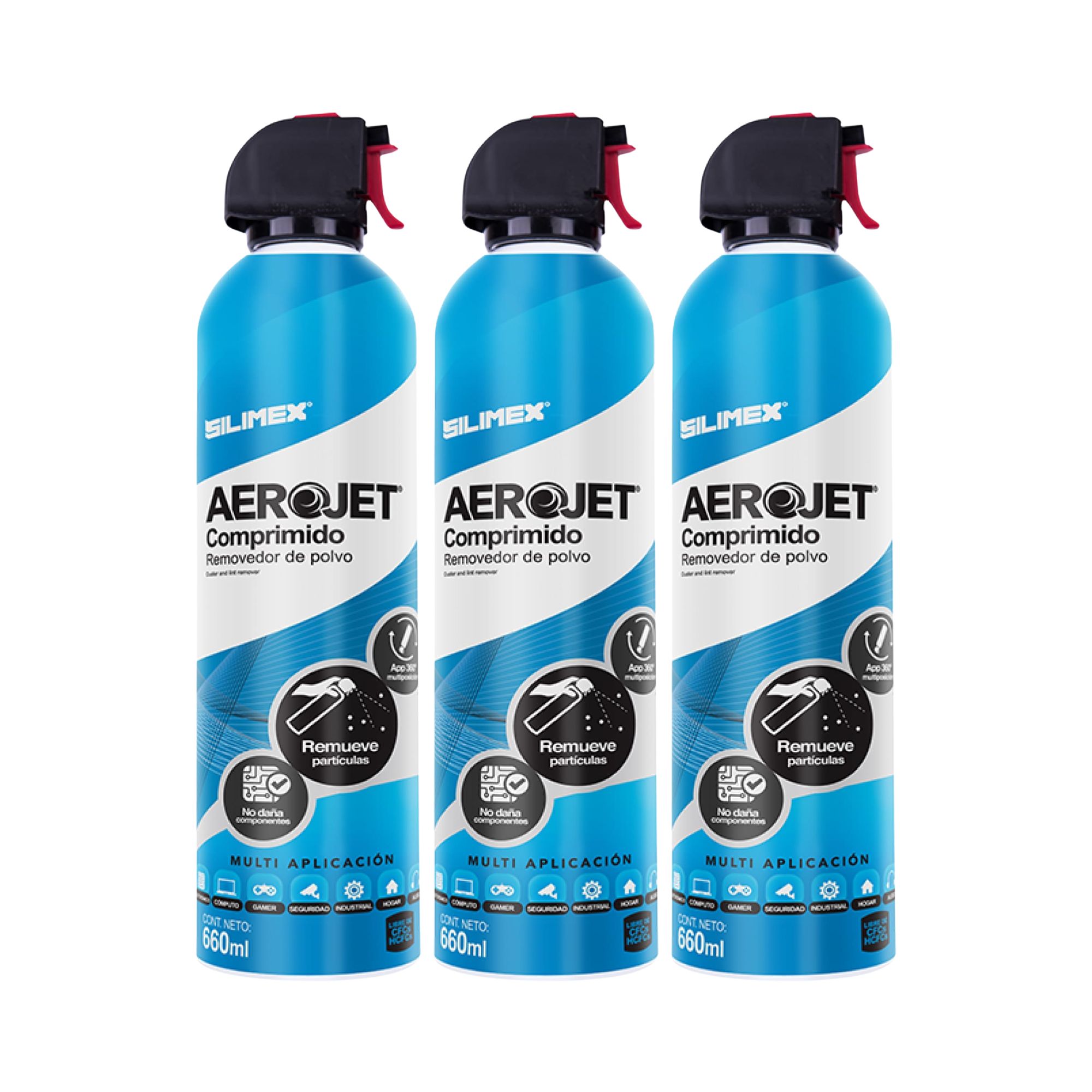 3x Pack - Aire comprimido, Silimex Aerojet 360, 660ML