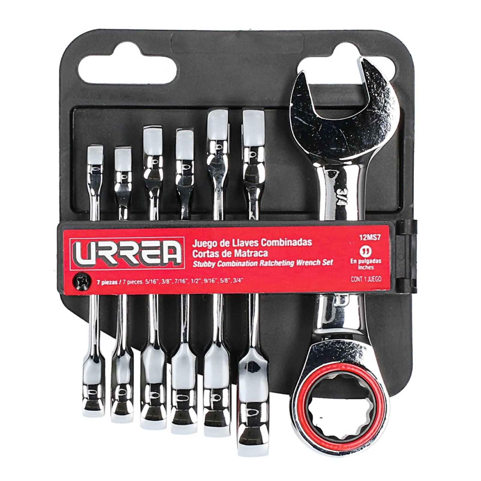 Juego 7 Llaves Combinadas Cortas Matraca Flexibles Urrea