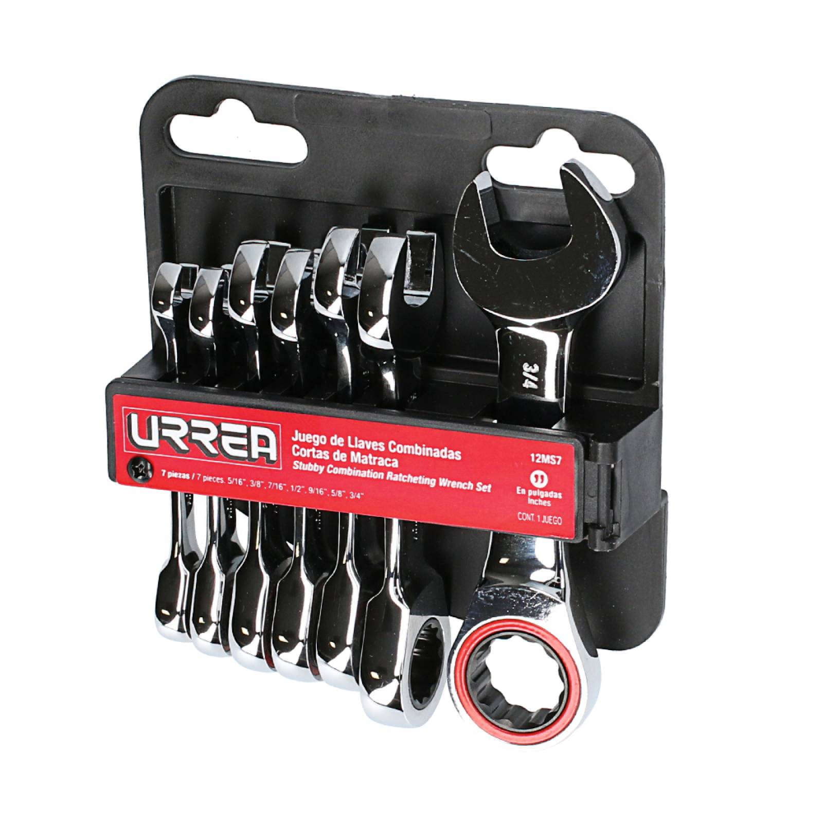 Juego 7 Llaves Combinadas Cortas Matraca Flexibles Urrea