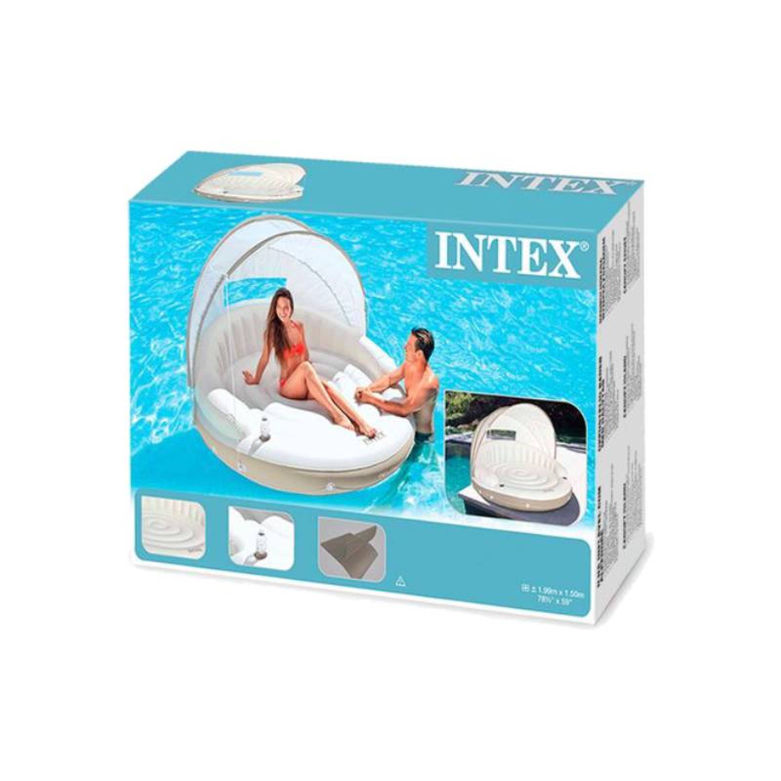 Colchon Isla Inflable Flotador Con Techo Canopy Lounge Intex
