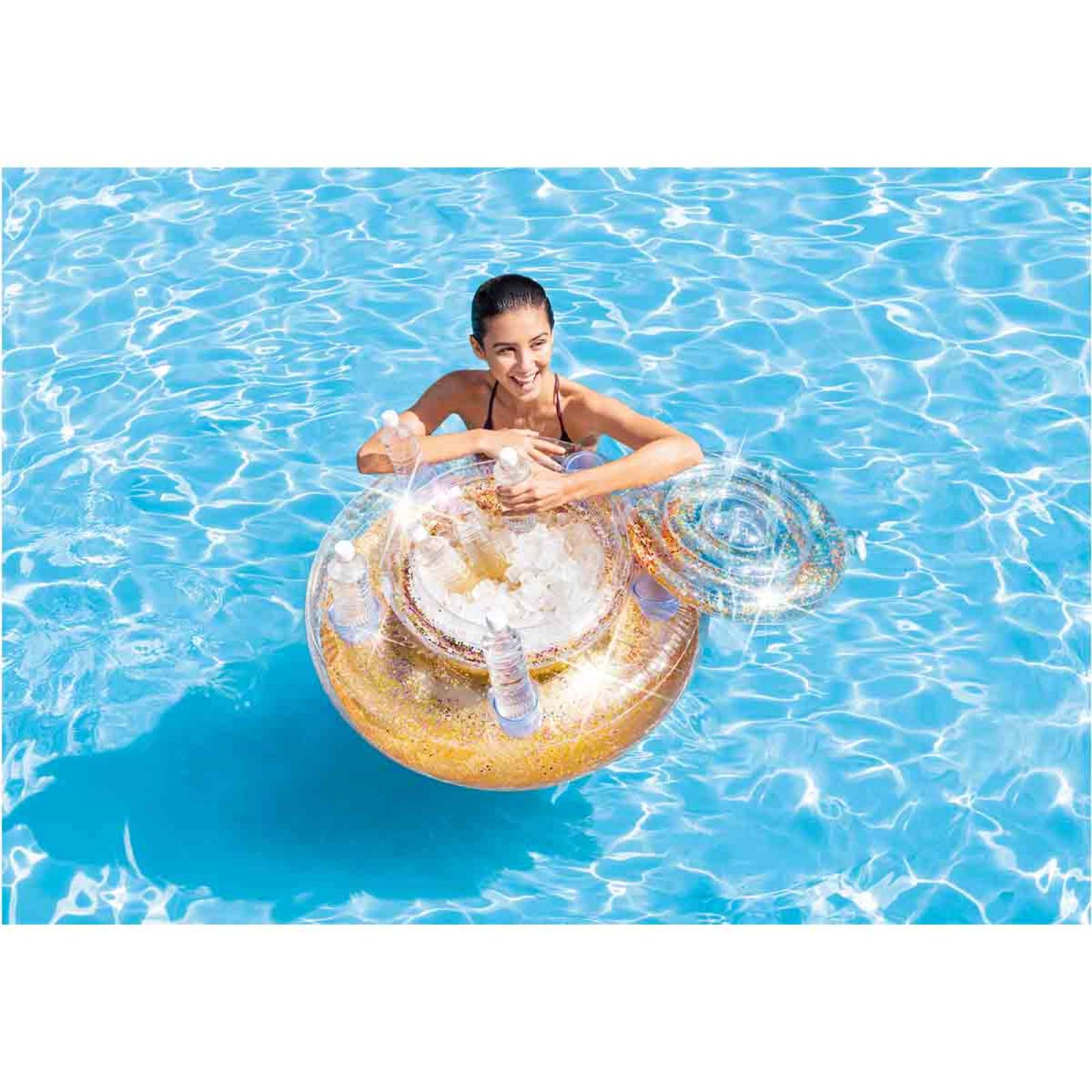 Inflable Para Alberca Hielera Redonda Glitter 56810NP Intex