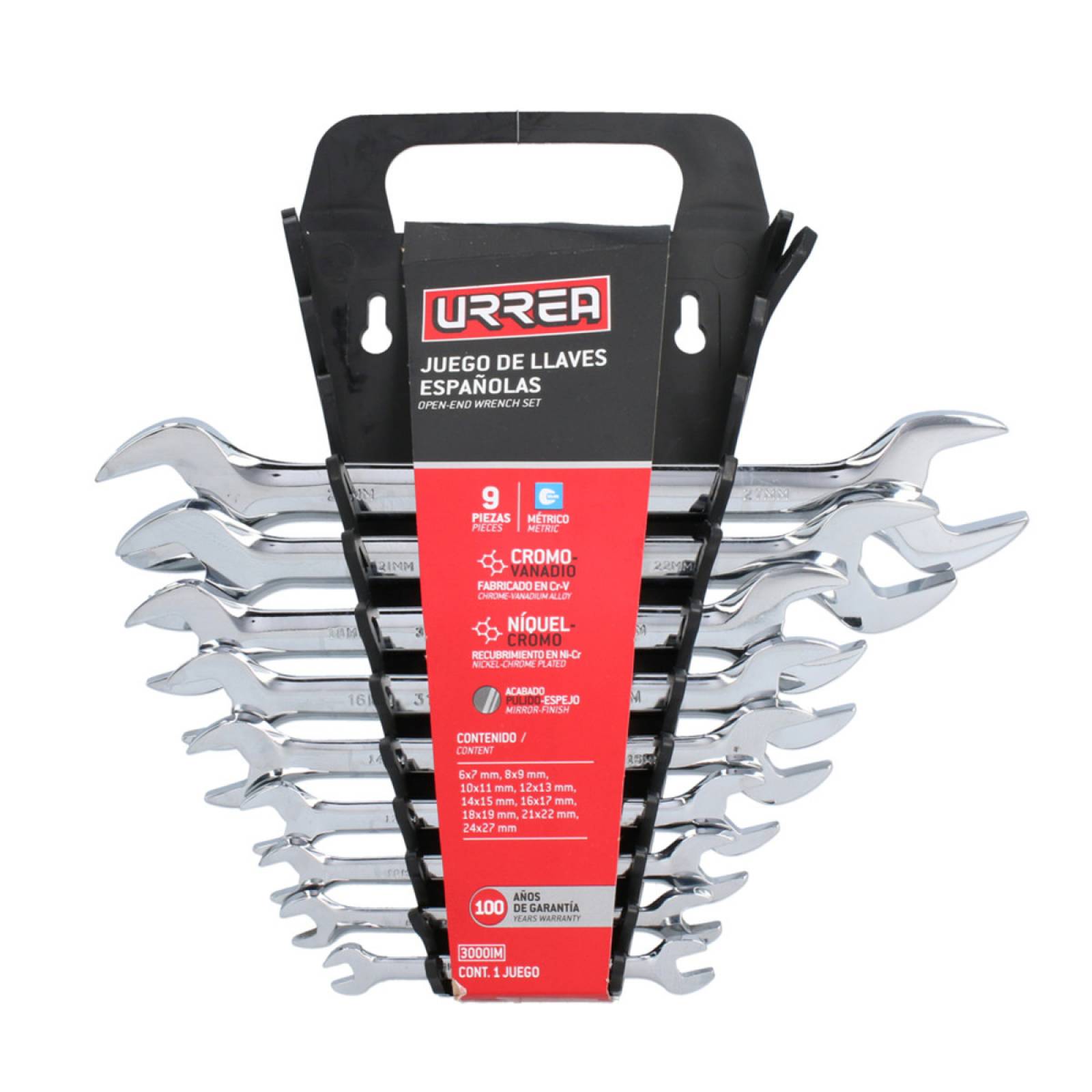 Juego De 9 Llaves Españolas Métricas Con Rack Plástico Urrea