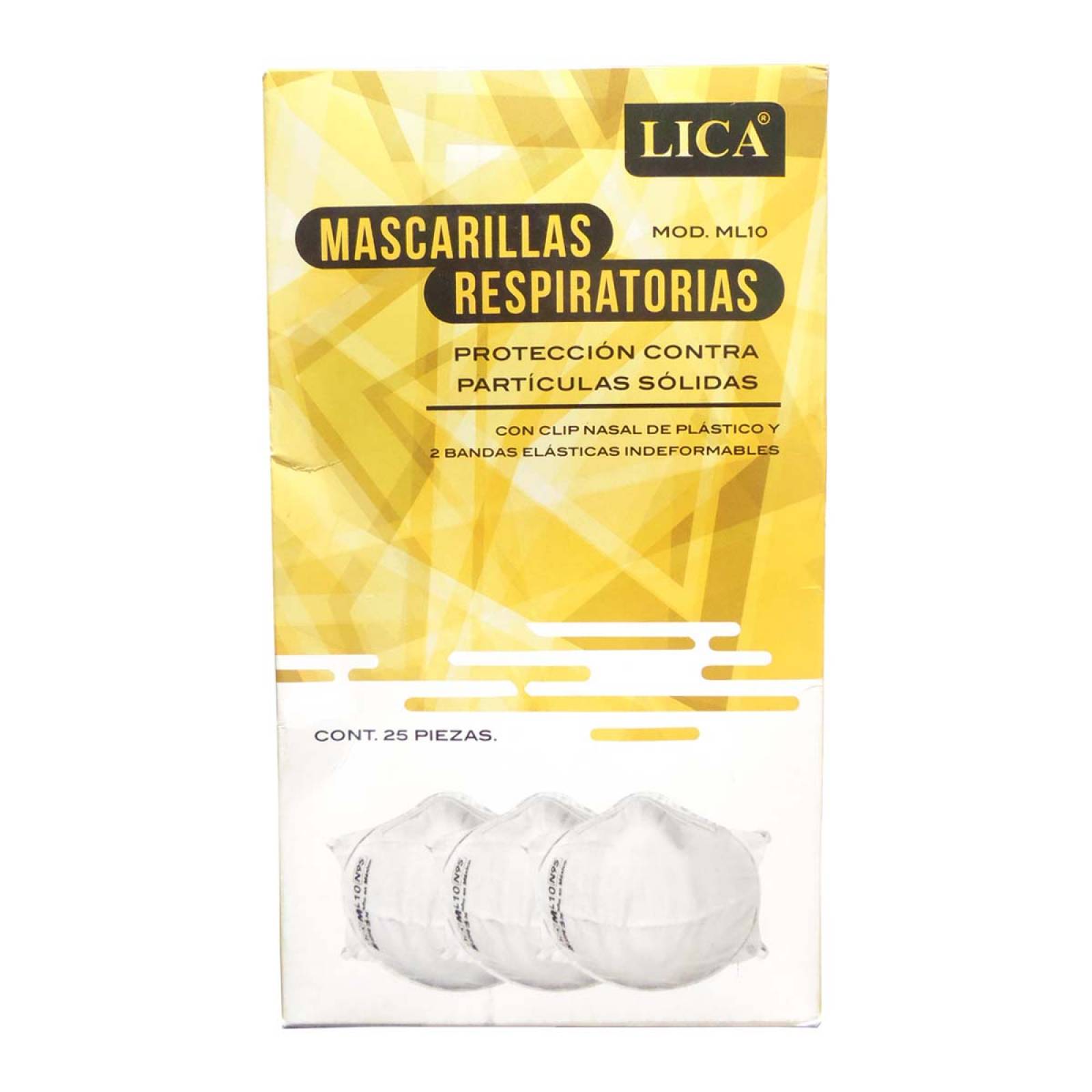 Combo Respirador Tapabocas Cubrebocas N95 25 Pzs ML10 LICA