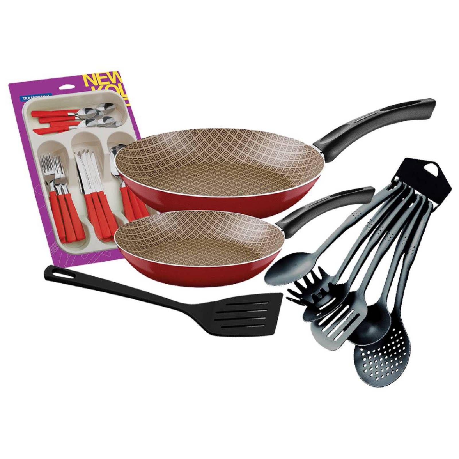 Juego Cocina Sarten cucharas Acero Inox Chef 34pz Tramontina