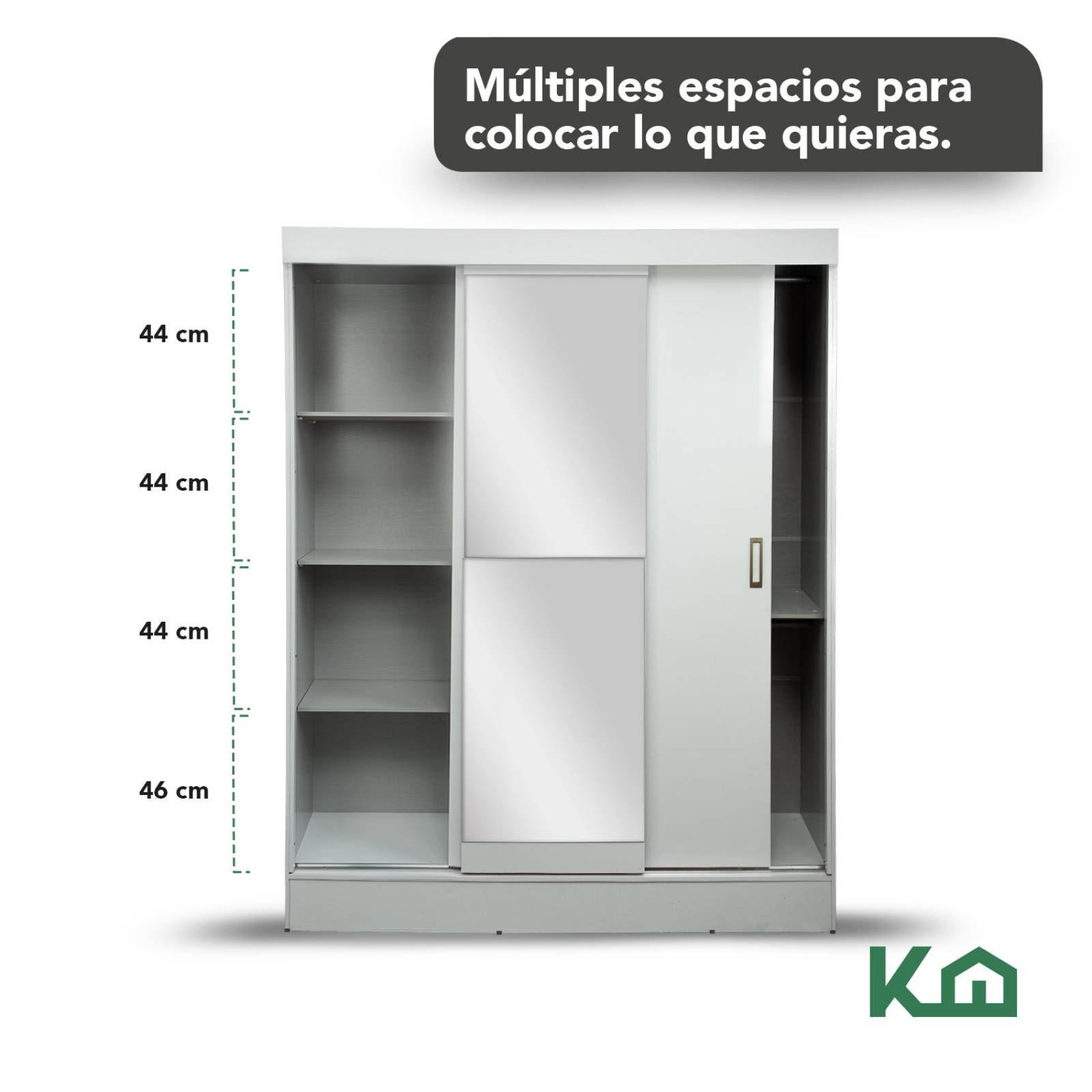 Armario Closet Moderno Con Espejo 3 Puertas 2 Cajones Blanco