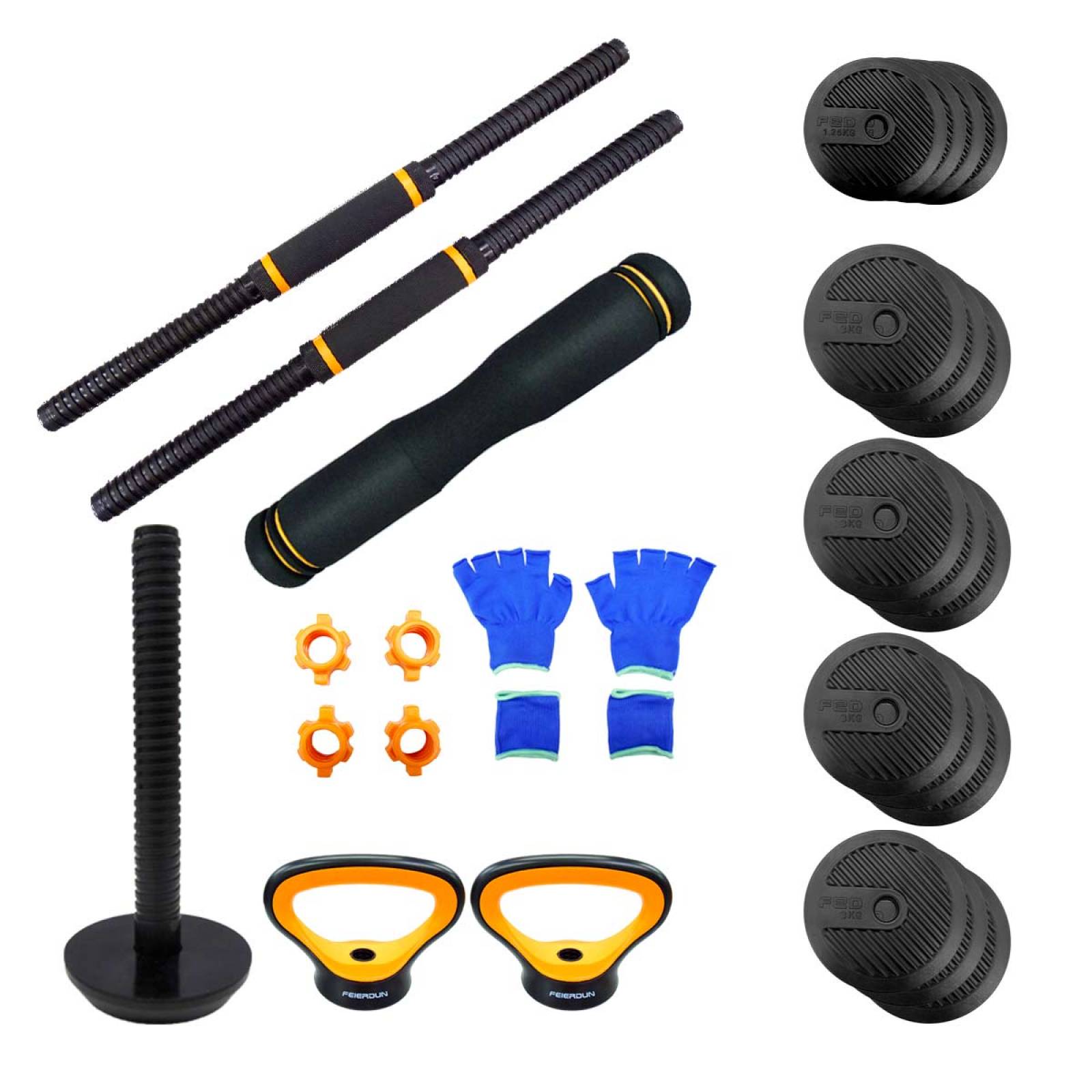 Kit Mancuernas Pesas Ajustables 4en1 90 Lbs Ejercicio Hogar