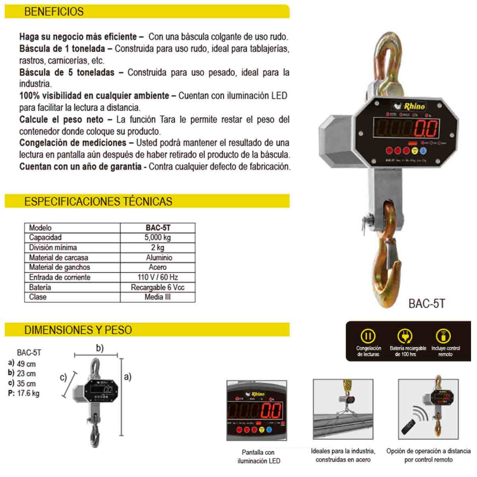 Bascula Colgante 5 Toneladas BAC-5T Rhino