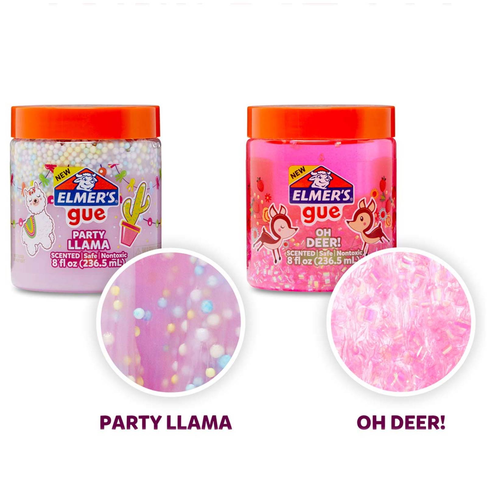 Slime Gue Elmers 236ml Brillos Kit Animal Party 2 Pzas Niñas