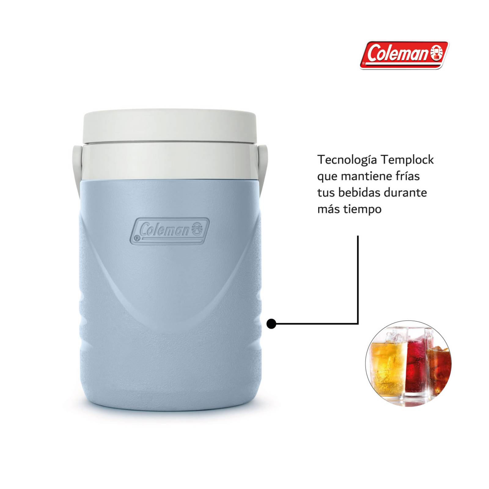 Termo Coleman Chiller De 1 Galon 3 Litros Con Asa Portatil Azul celeste