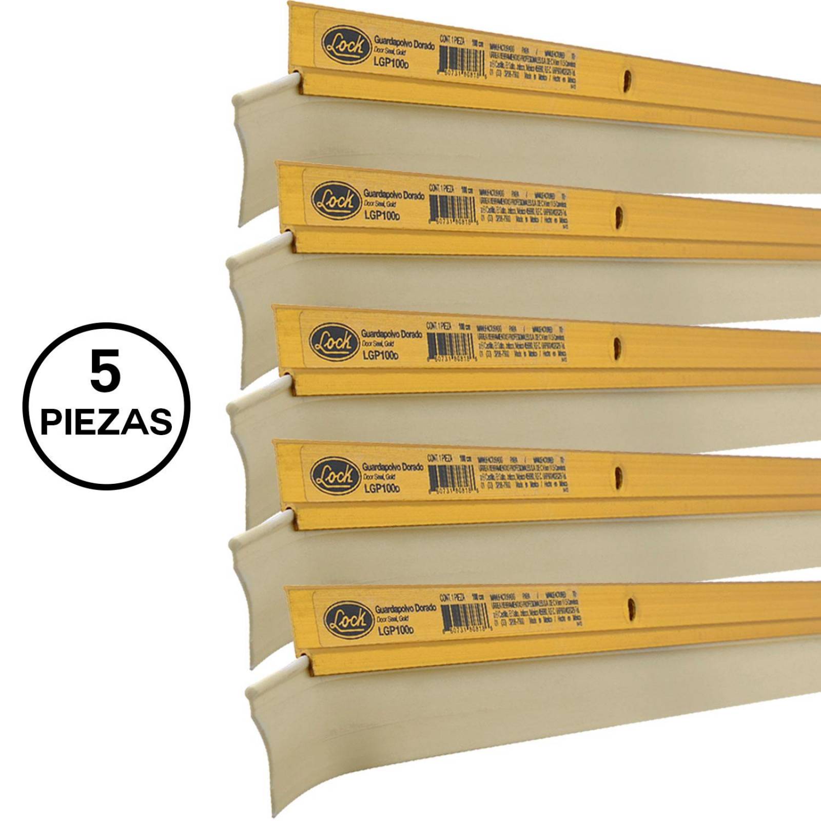 Kit De 5 Guardapolvos Puerta Acabado aluminio 100 cm Lock Amarillo