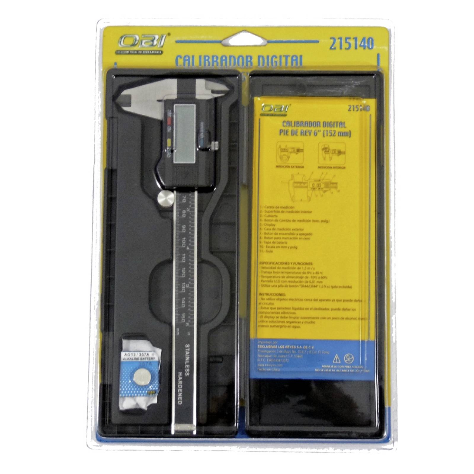 Calibrador Pie De Rey 6 Pulgadas Acero Digital OBI