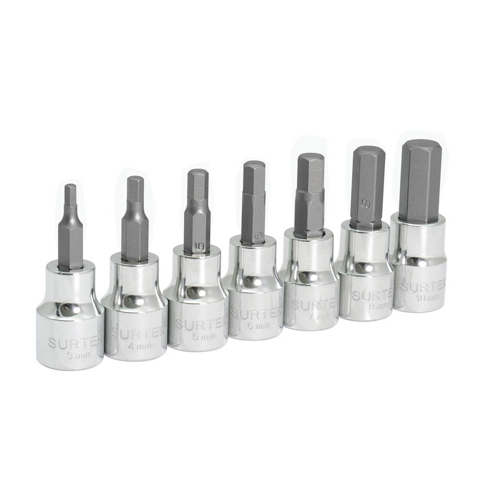 Juego De 7 Dados Punta Hexagonal Métricos 3/8in Surtek