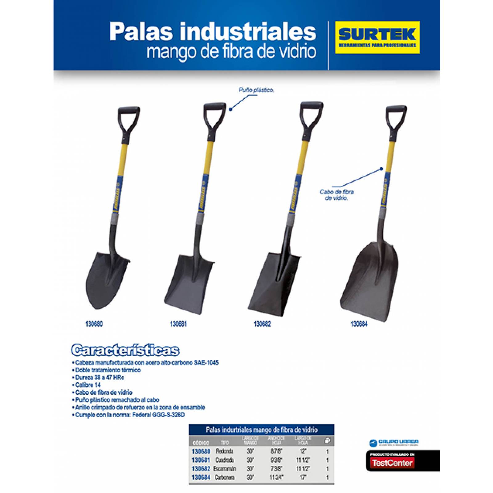 Pala Cuadrada Con Puño Plastico Fv 130681 Surtek