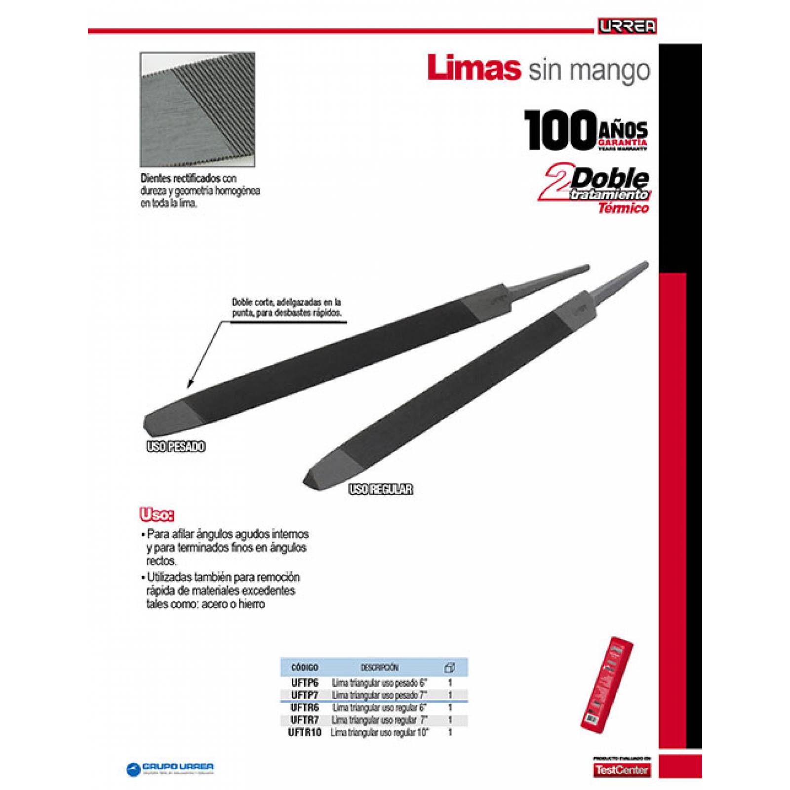 Lima Triangular Uso Regular 7 UFTR7 Urrea