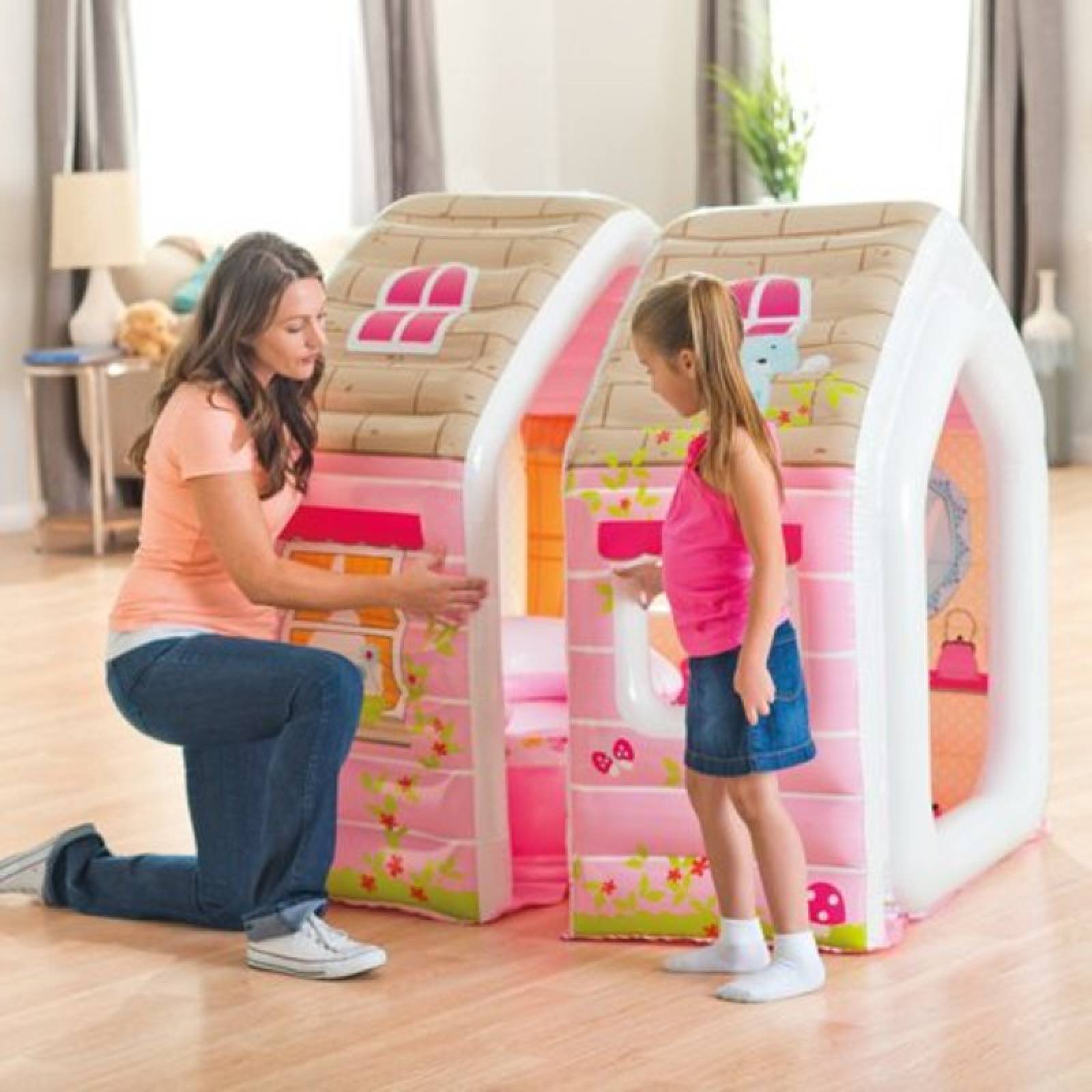 Casa Inflable Princesas con sillon y mesa 124x109x122 Intex