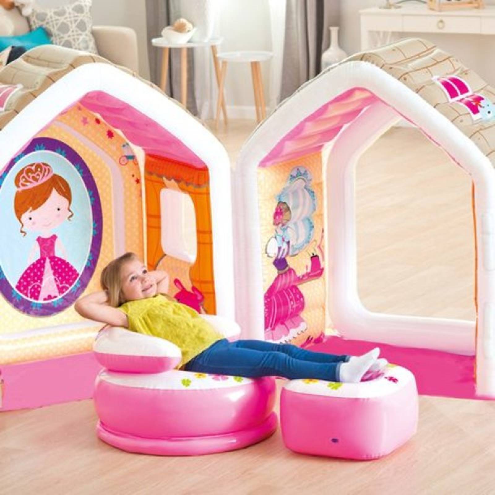 Casa Inflable Princesas con sillon y mesa 124x109x122 Intex