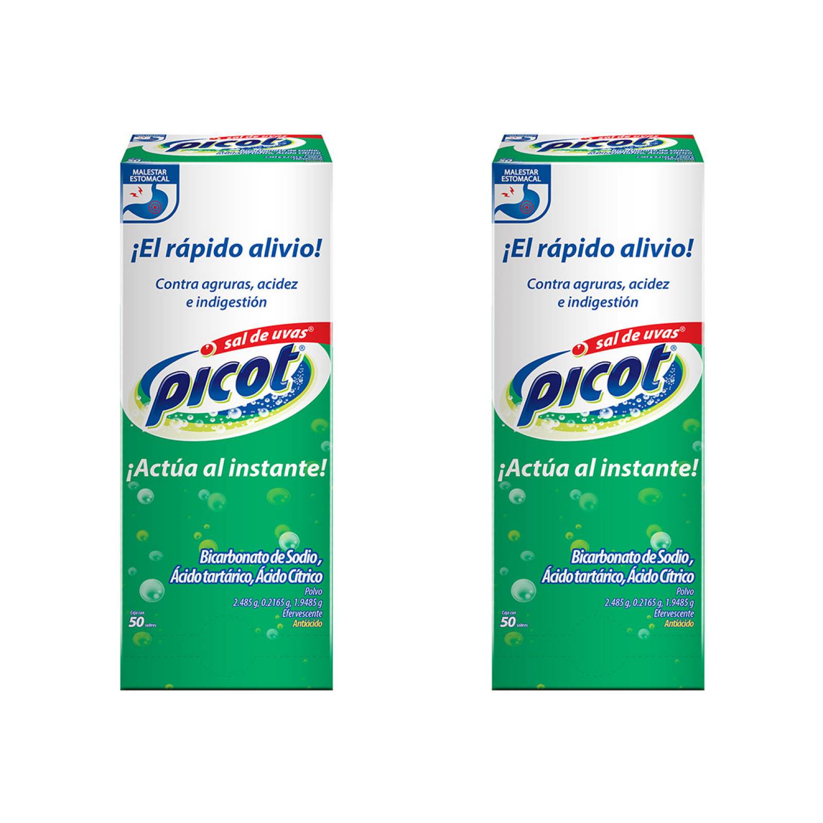 Kit Picot Sal de Uvas Antiácido Indigestión 50 Sobres 2 pzas