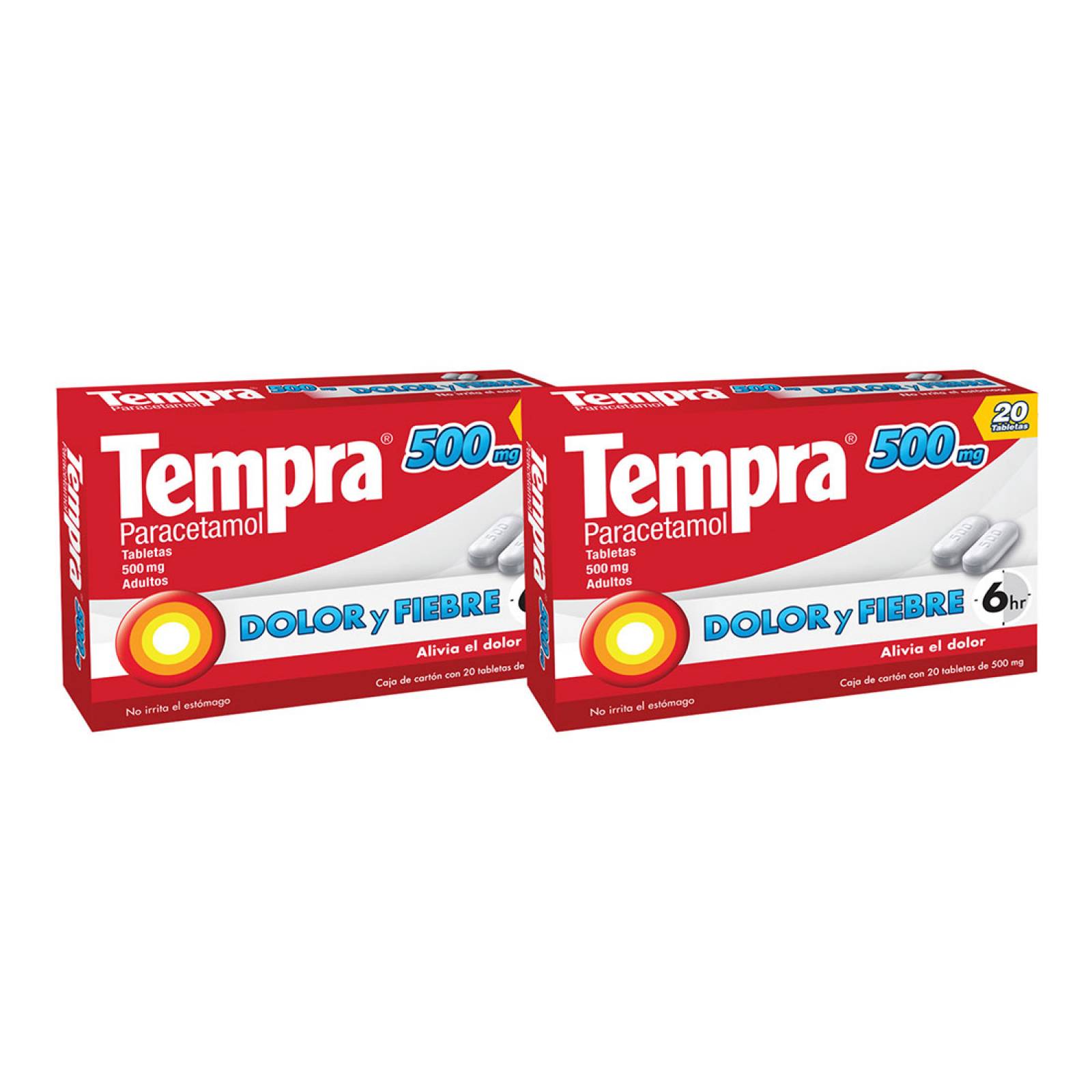 Kit Tempra 500mg Paracetamol Adultos 20 Tabletas 2 pzas