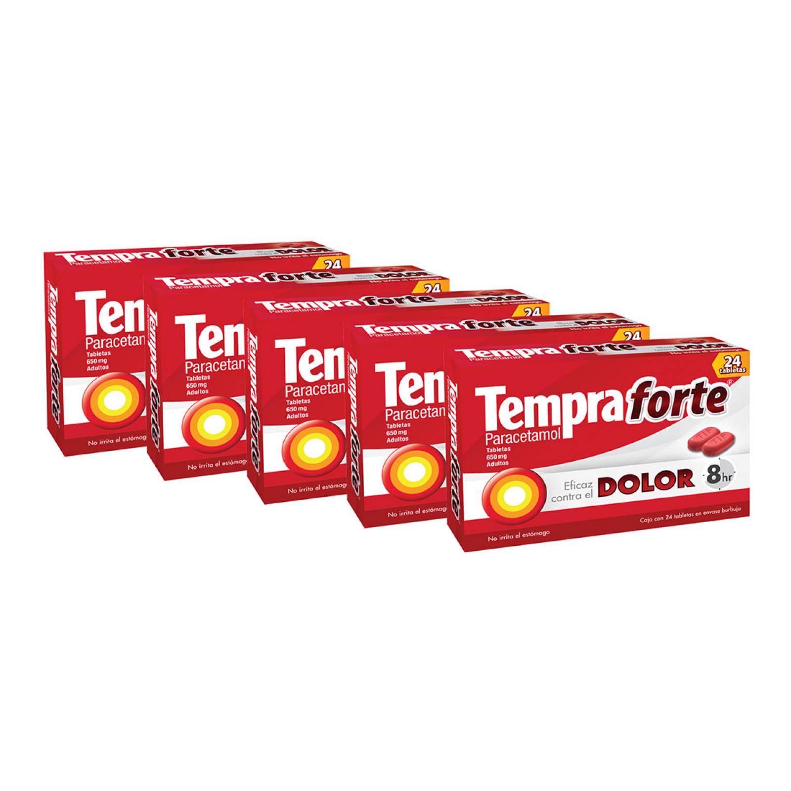 Kit Tempra Forte 650mg Paracetamol Adultos 4 Tabletas 5 pzas