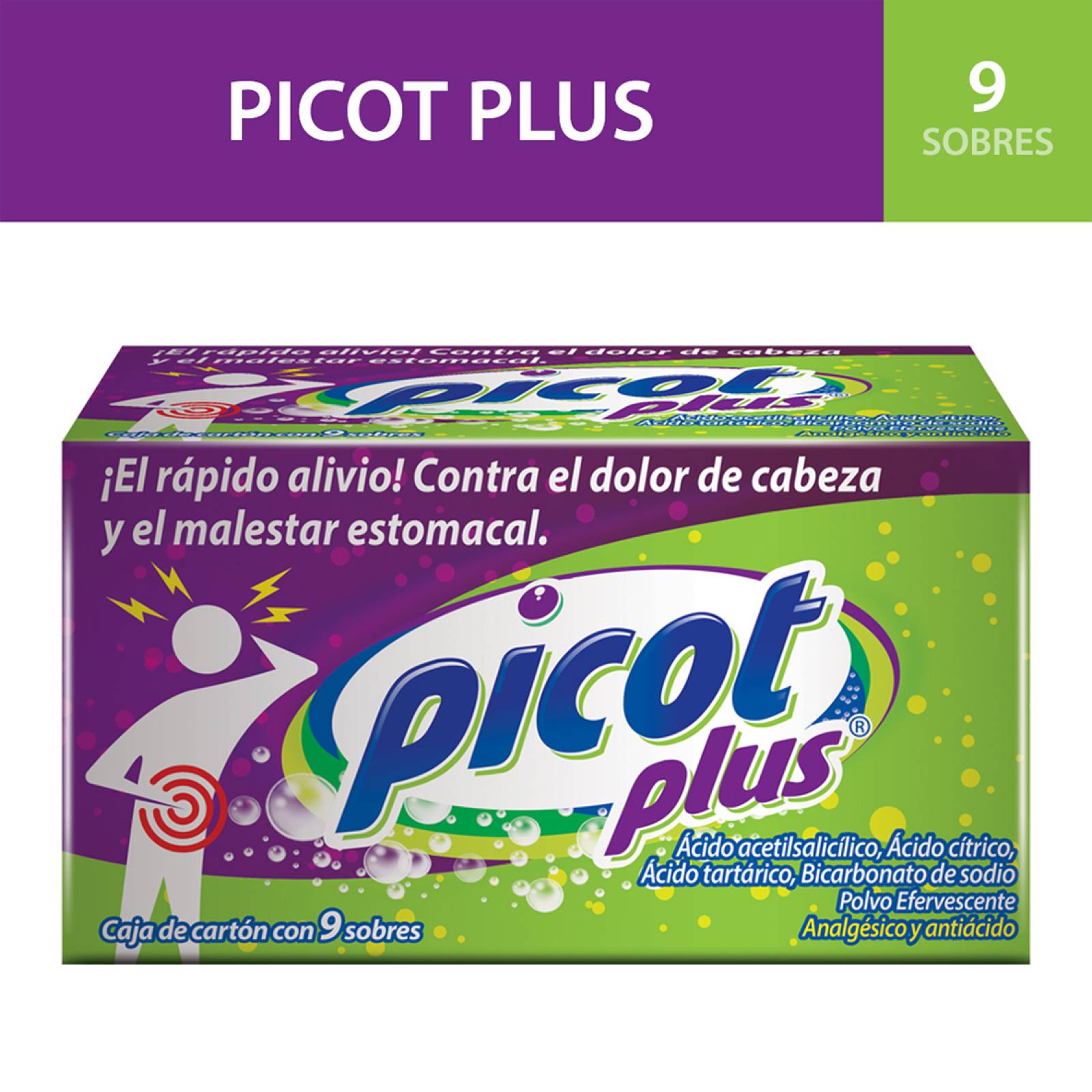 Picot Plus Analgésico y Antiácido 9 Sobres