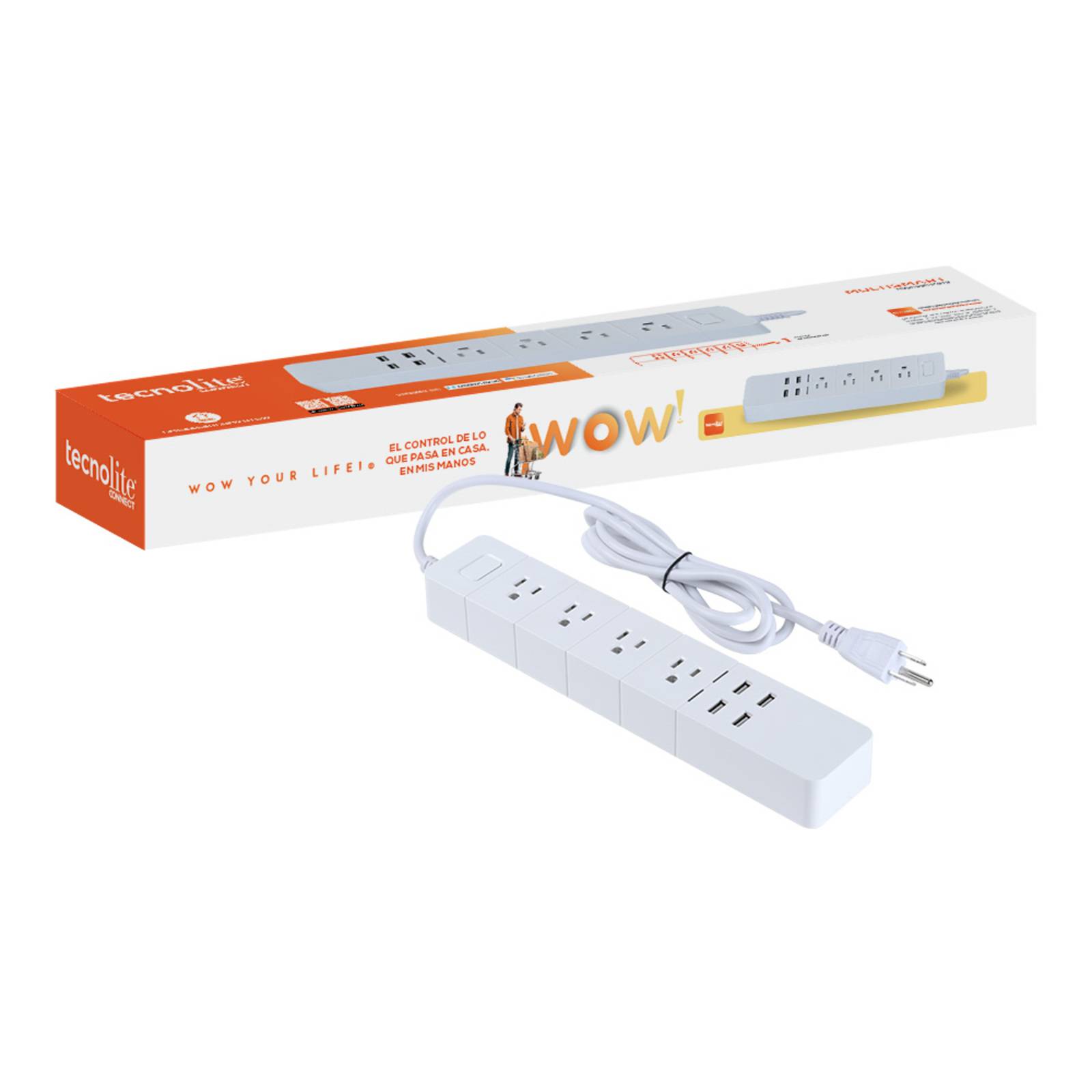 Multicontacto Wi Fi Multivoltaje 8 Alexa Tecnolite Connect