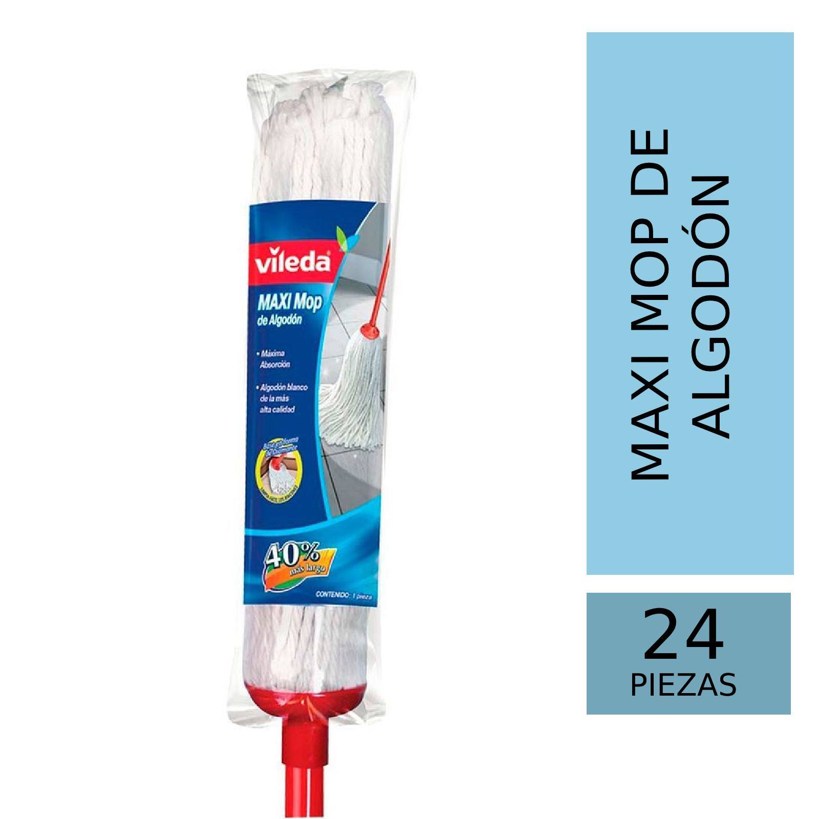 Kit Maxi Mop Vileda Trapeadores de Algodón con Mango 24 Pzs