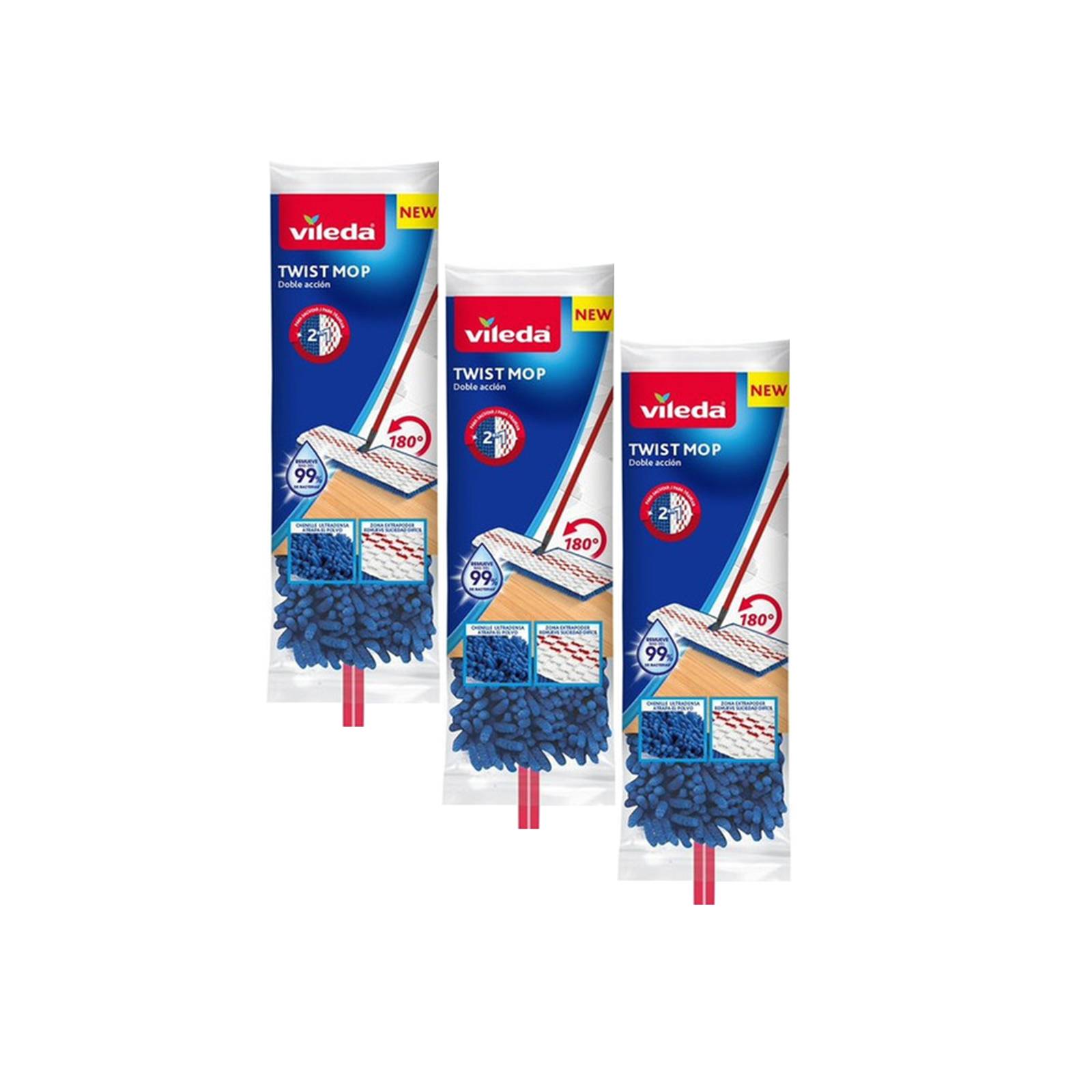 Paquete 3 Trapeador Super Mopa Dual Microfibras Hogar Vileda