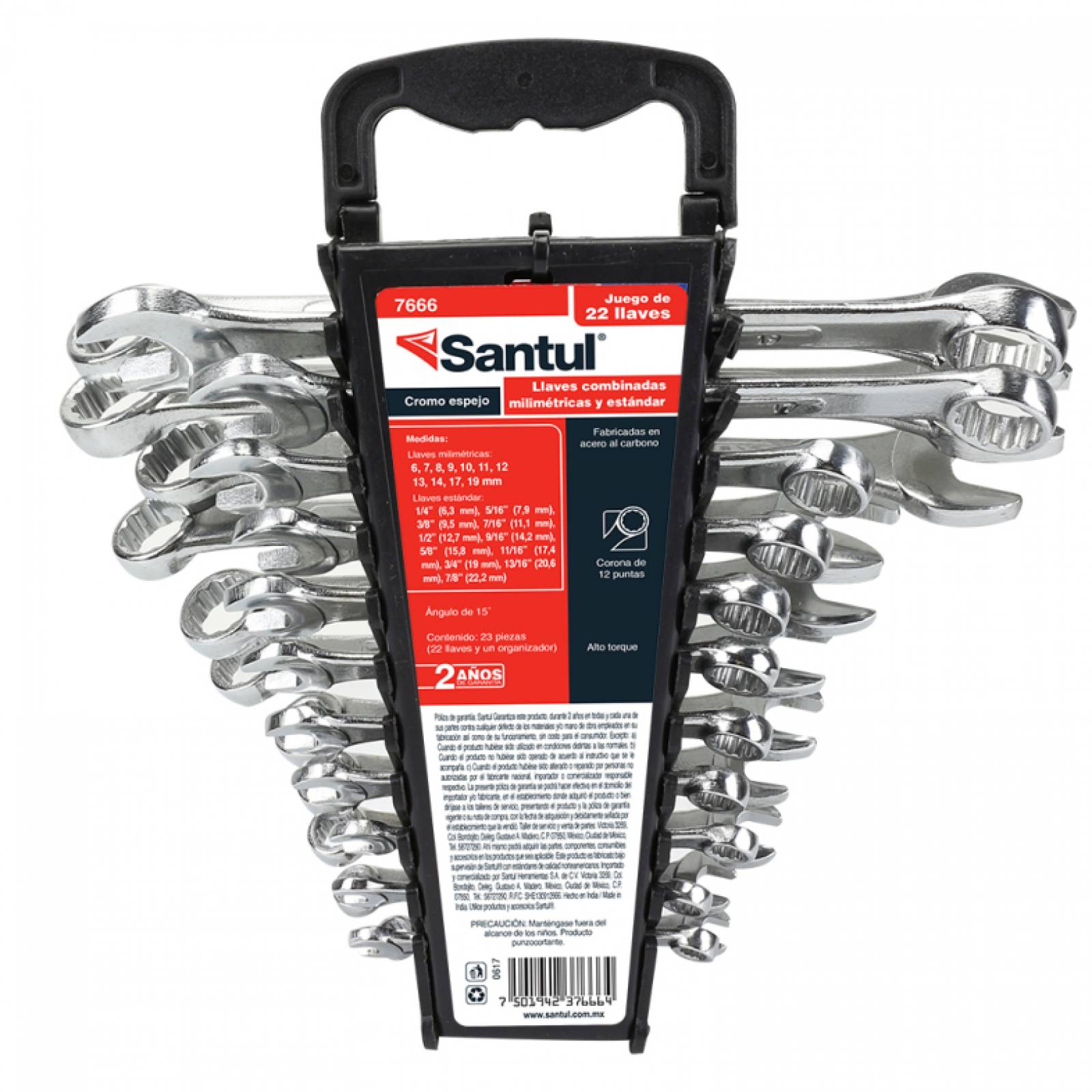 Juego de 22 llaves combinadas estándar SANTUL