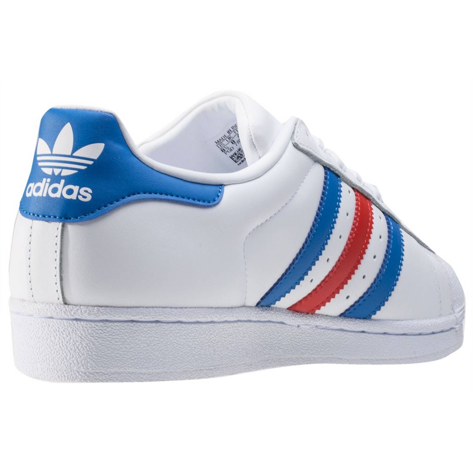 Tenis Adidas Superstar Hombre Franjas Azules y Rojas