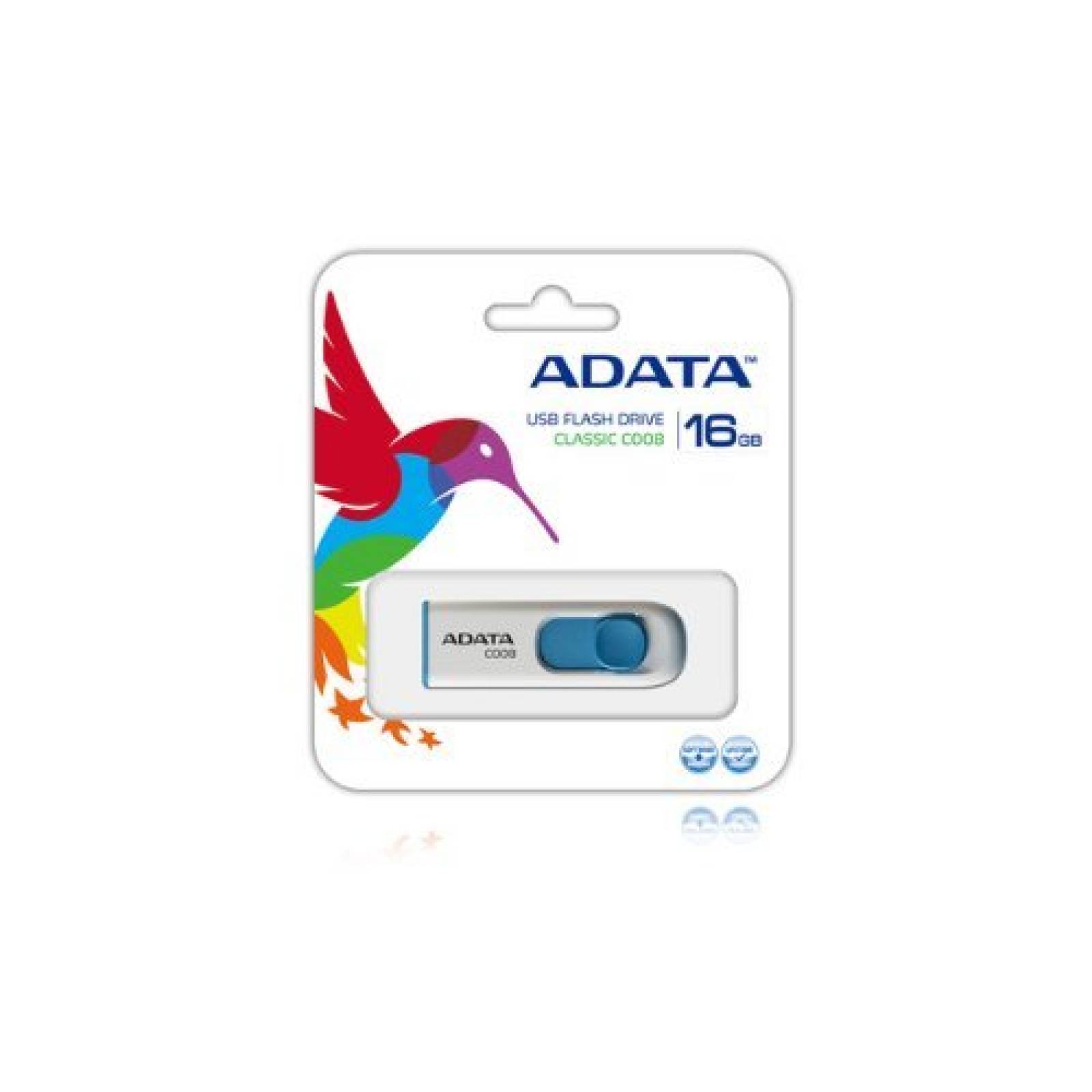 Memoria Usb Retractil Blanco Azul C008 16gb 2.0 Adata