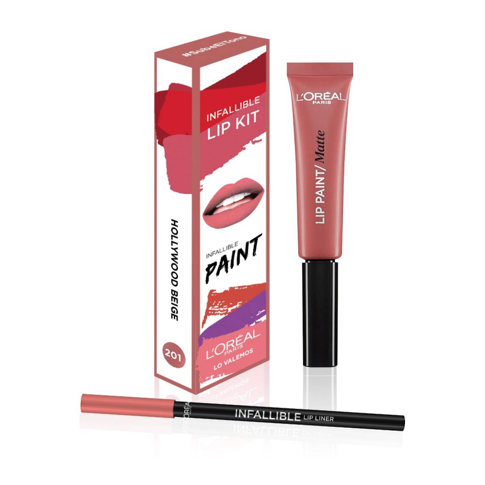 Delineador + Labial Liquido Hollywood Beige Loreal Paris