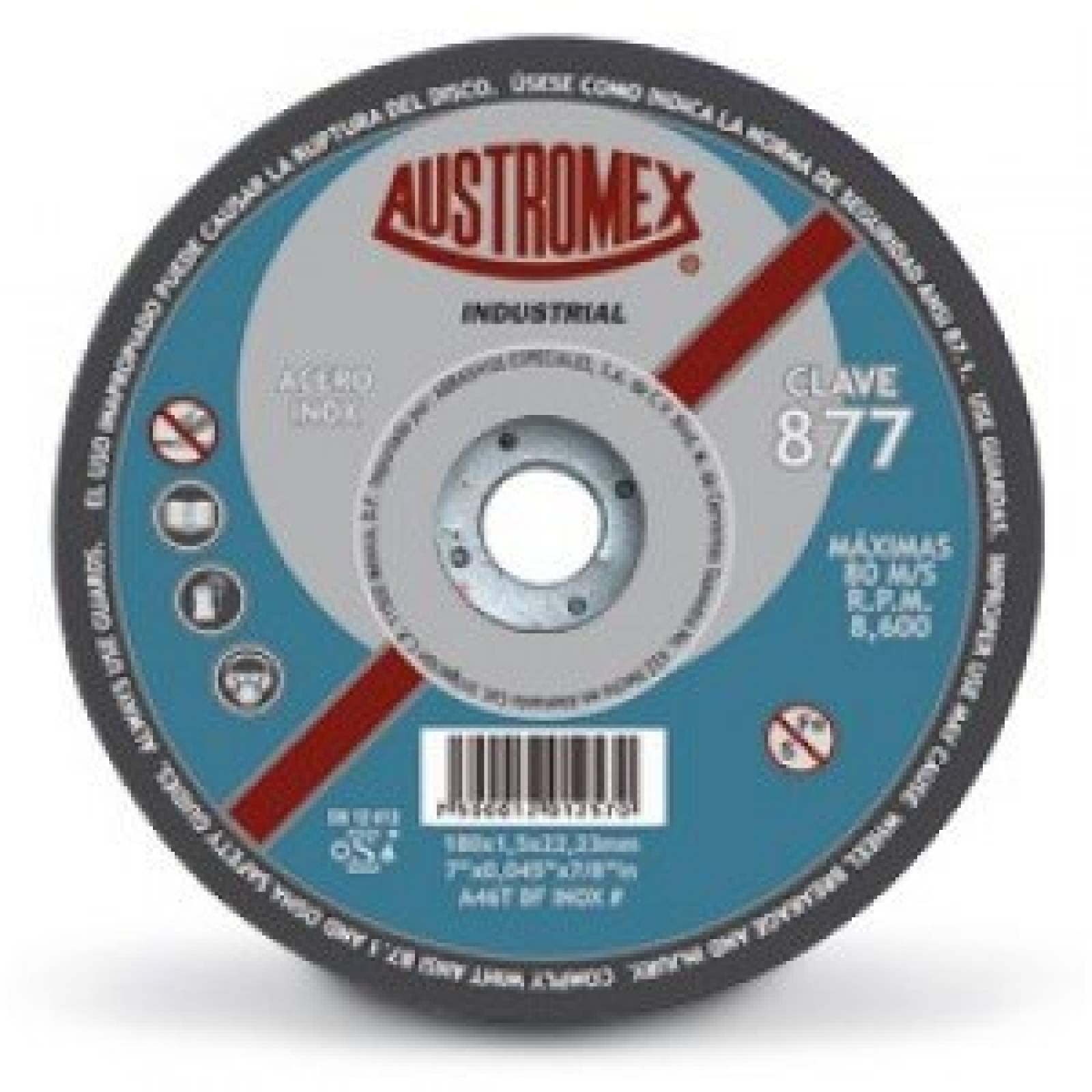 Disco Corte Inoxidable 7 Pul 1,5MM 877 Herramienta Austromex