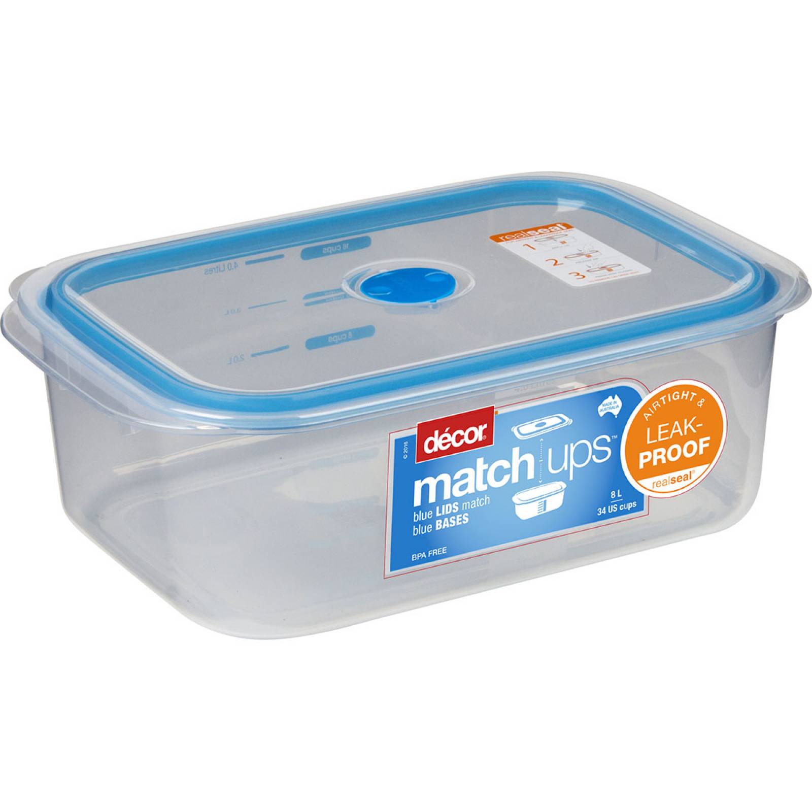 Contenedor Hermético Rectangular Decor Match Ups 4 Lt