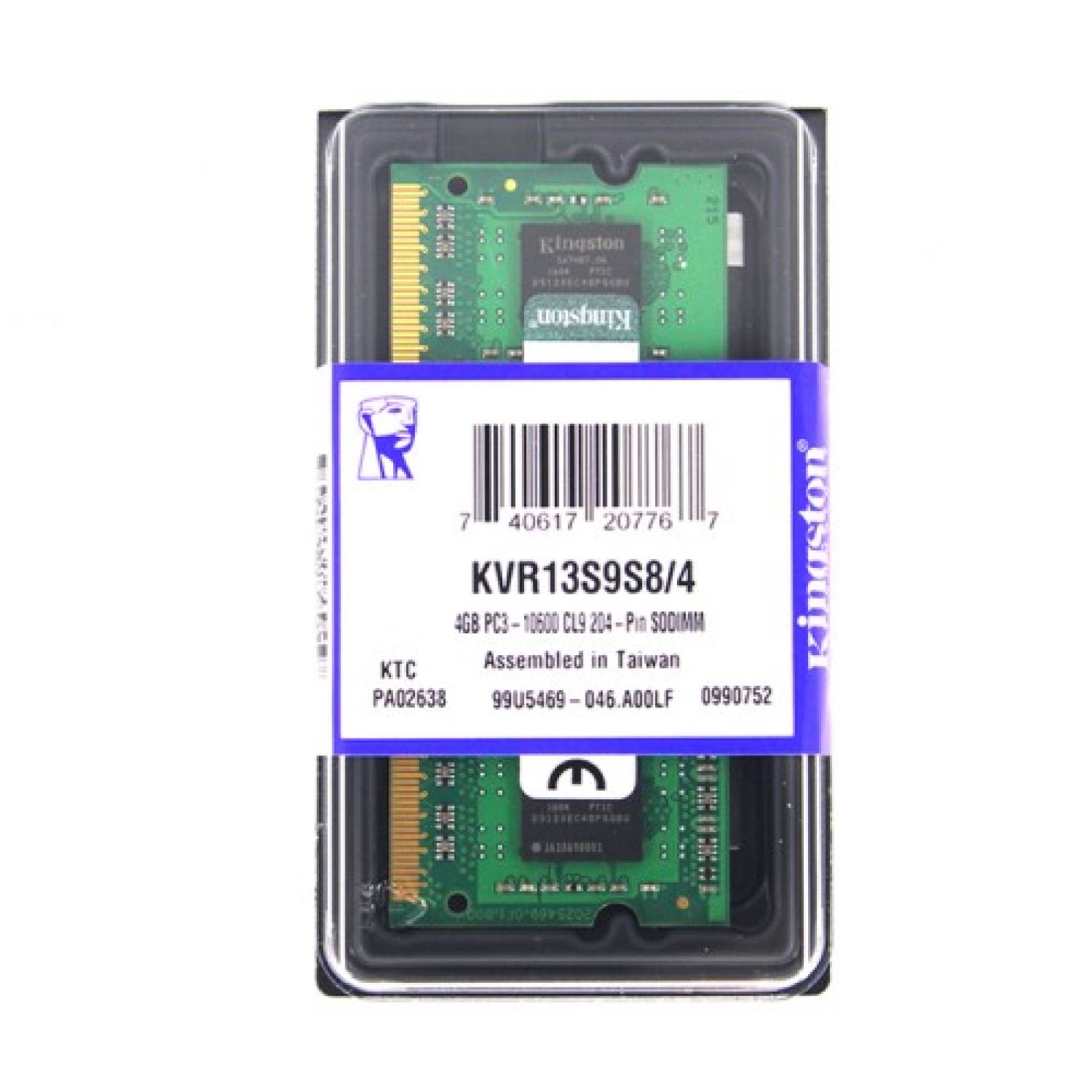 Memoria Computadora ValueRAM 4GB KVR13S9S8/4 Kingston