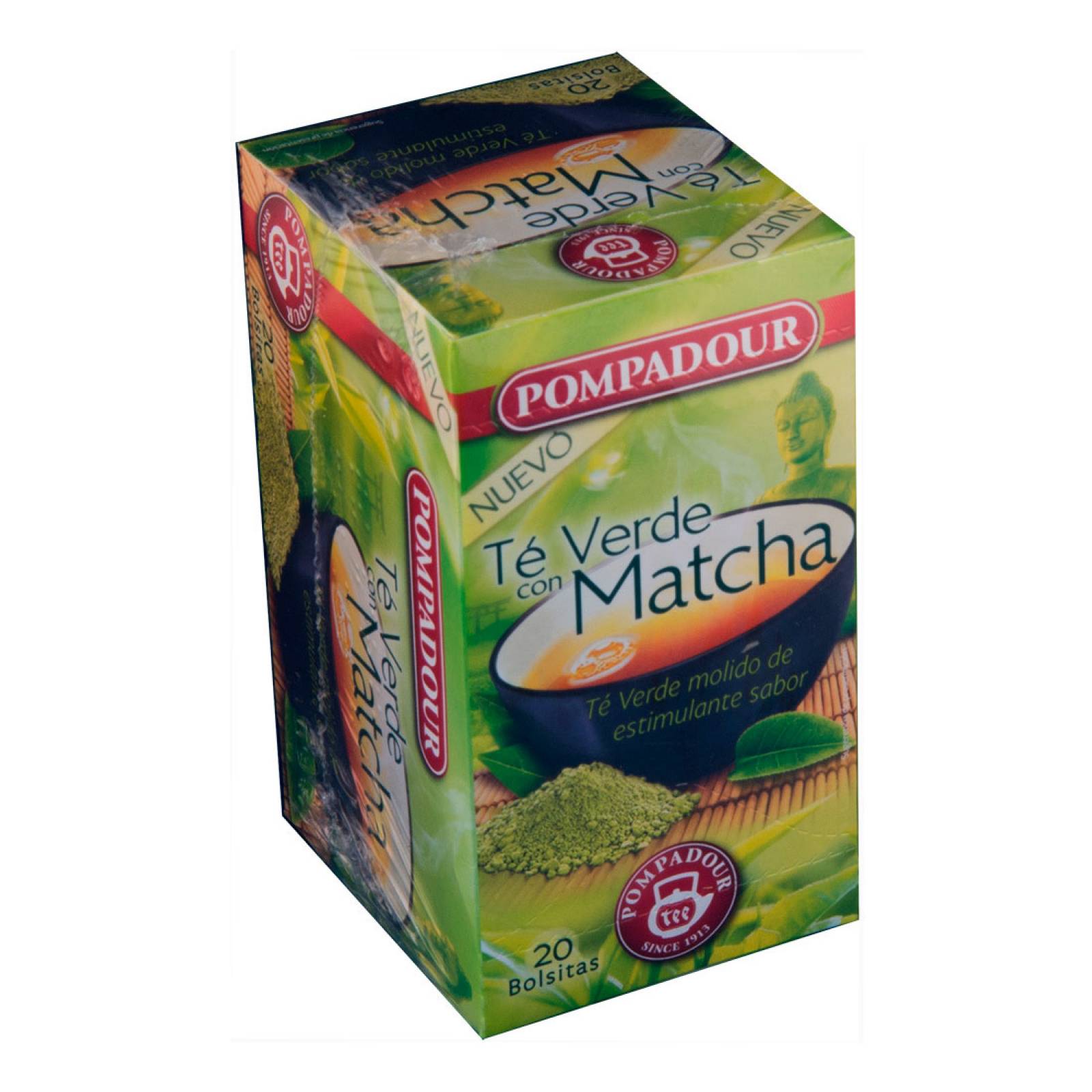 Infusión Té Verde y Matcha Caja Con 20 Sobres Pompadour