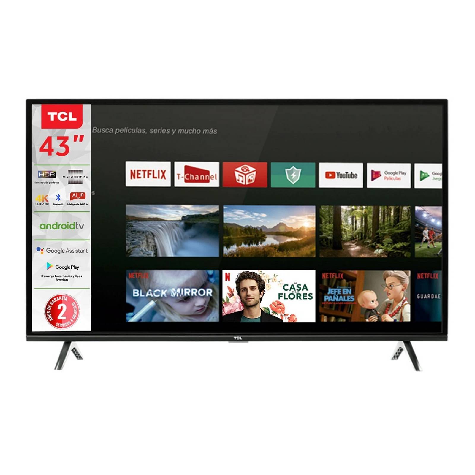 Smart TV 43 TCL Android TV 4K UHD Bluetooth HDR10 43A423