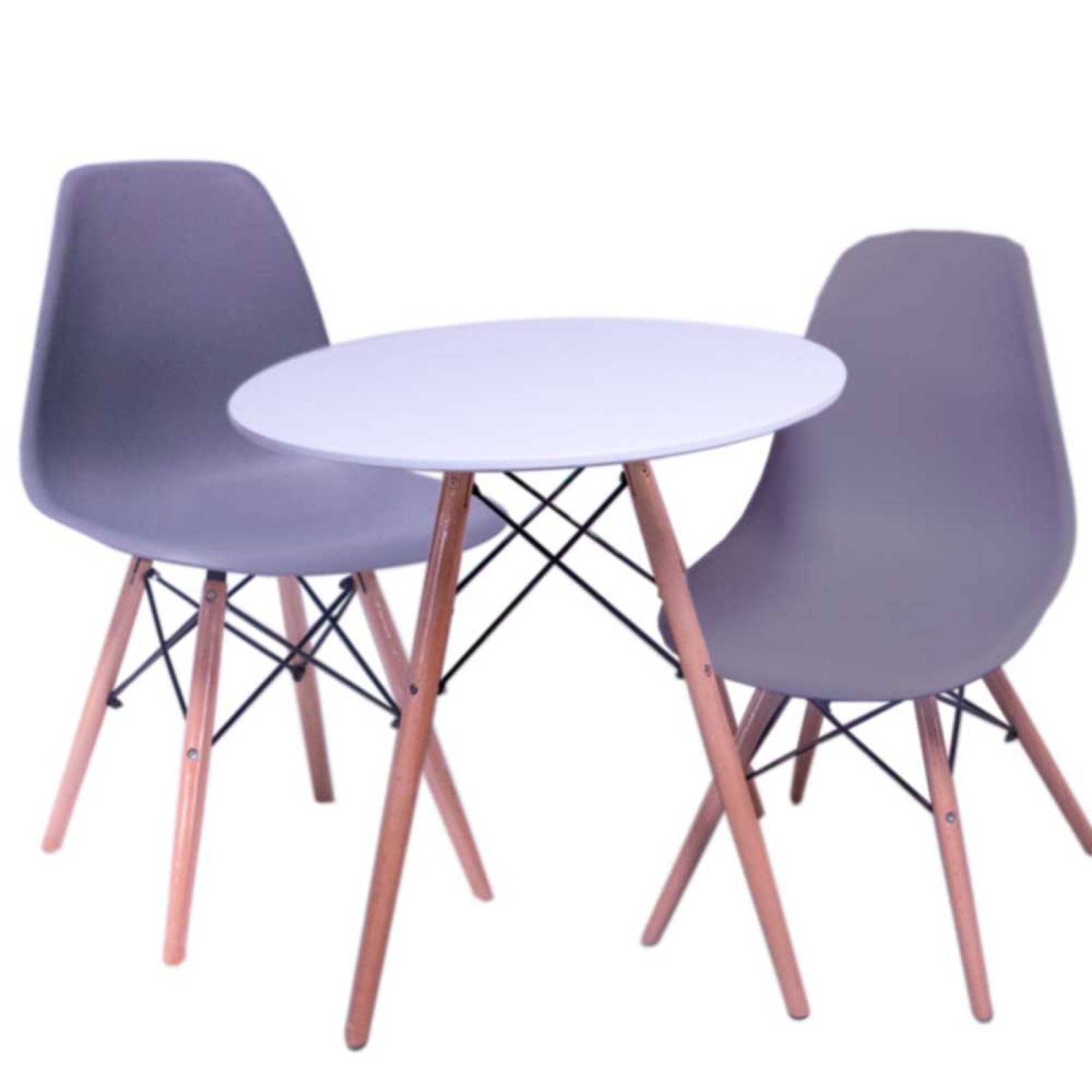 Comedor Mesa Eames Redonda Con 2 Sillas Eames Vintage