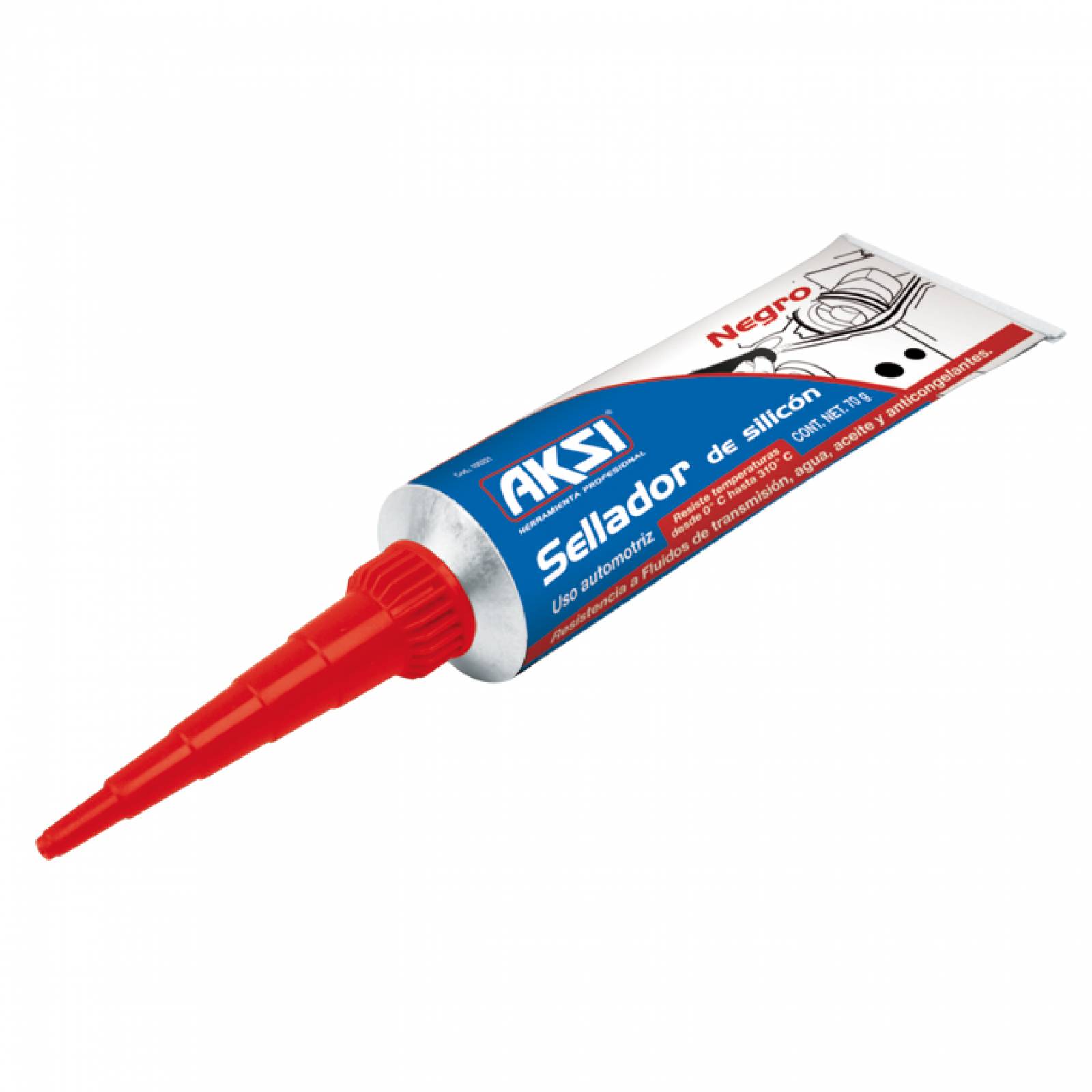 Sellador Aksi De Silicon Automotriz 70g, Negro-(6 Piezas)