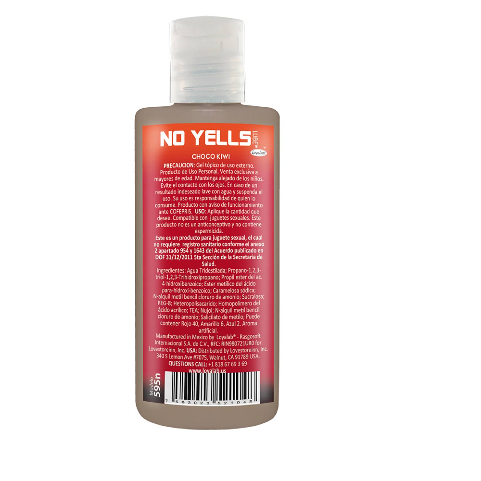 Gel Lubricante Desensibilizador Base Agua, No Yells Lube de Choco Kiwi ...